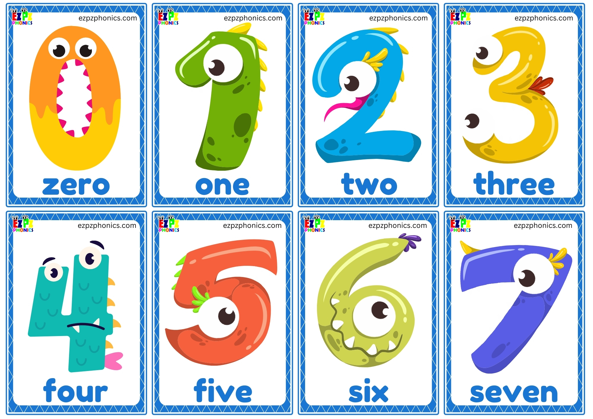 Numbers One to Ten - Mini Flashcards (Free PDF Download) - ezpzphonics.com