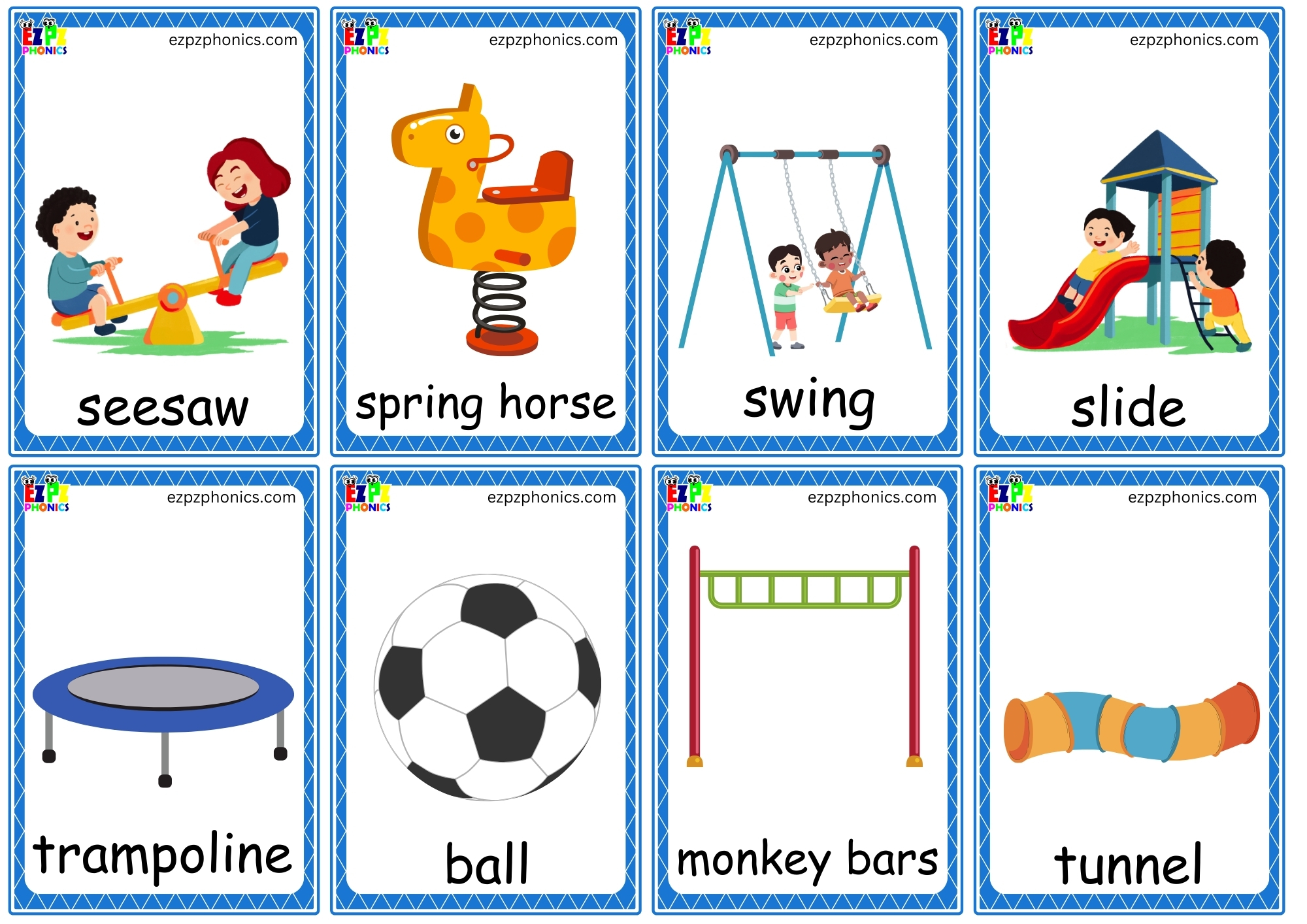 My First English Words for the Playground - Mini Flashcards/Game Cards ...