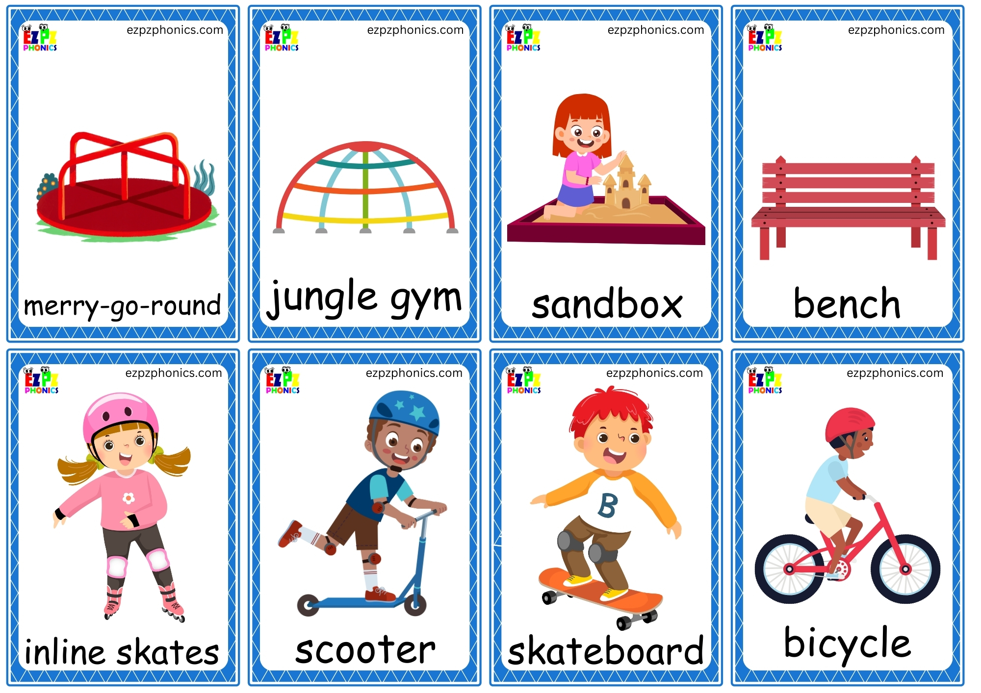 My First English Words for the Playground - Mini Flashcards/Game Cards ...