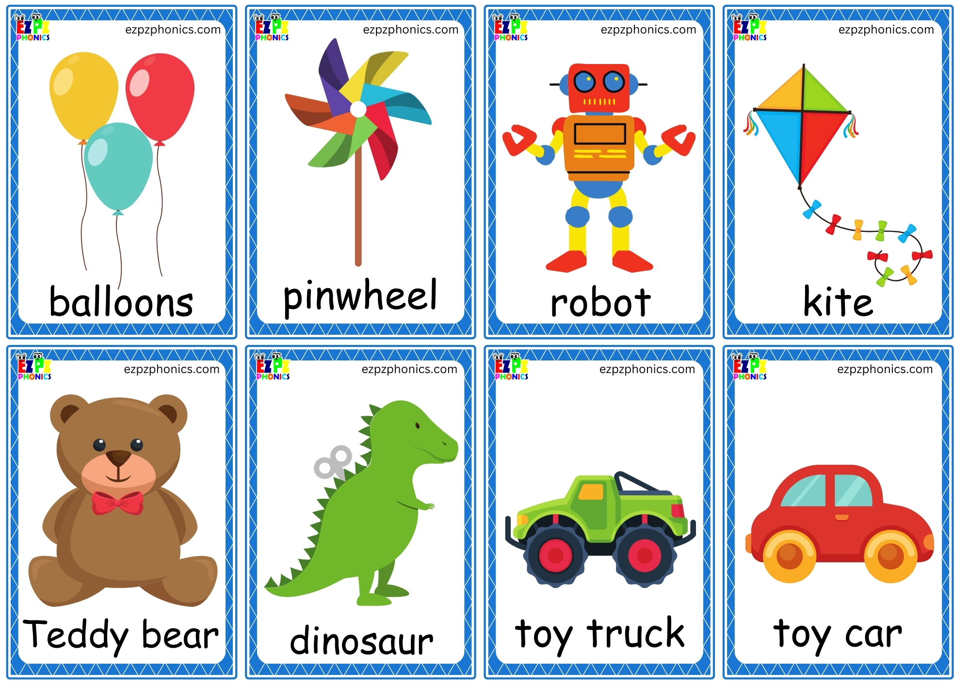 Toys Vocabulary - Mini Flashcards/Game Cards My First English Words ...