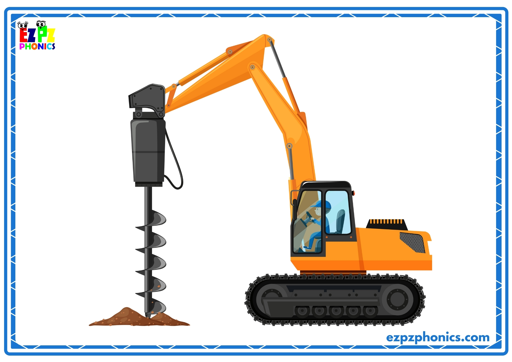 Construction Equipment Vocabulary Flashcards with Words on the Back Use ...