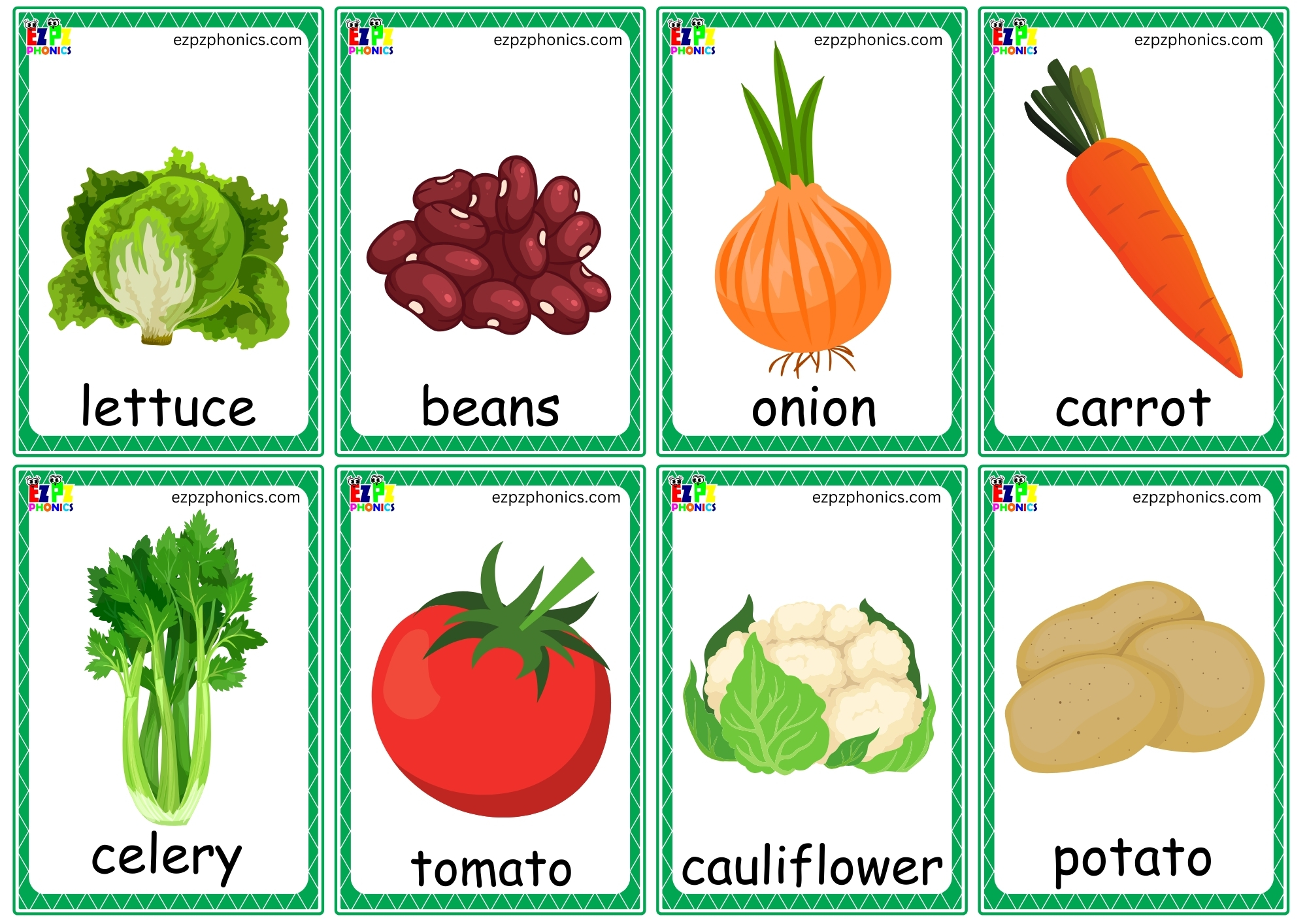 Vegetables - Mini Flashcards/Game Cards (Free PDF Download) My First ...