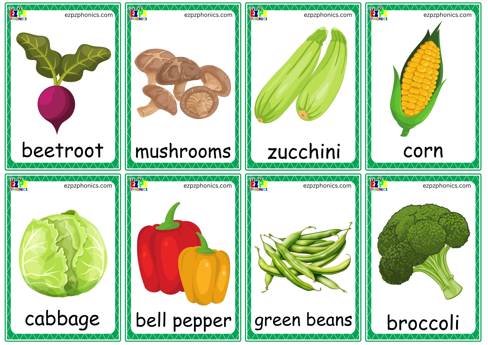 Vegetables - Mini Flashcards/Game Cards (Free PDF Download) My First ...