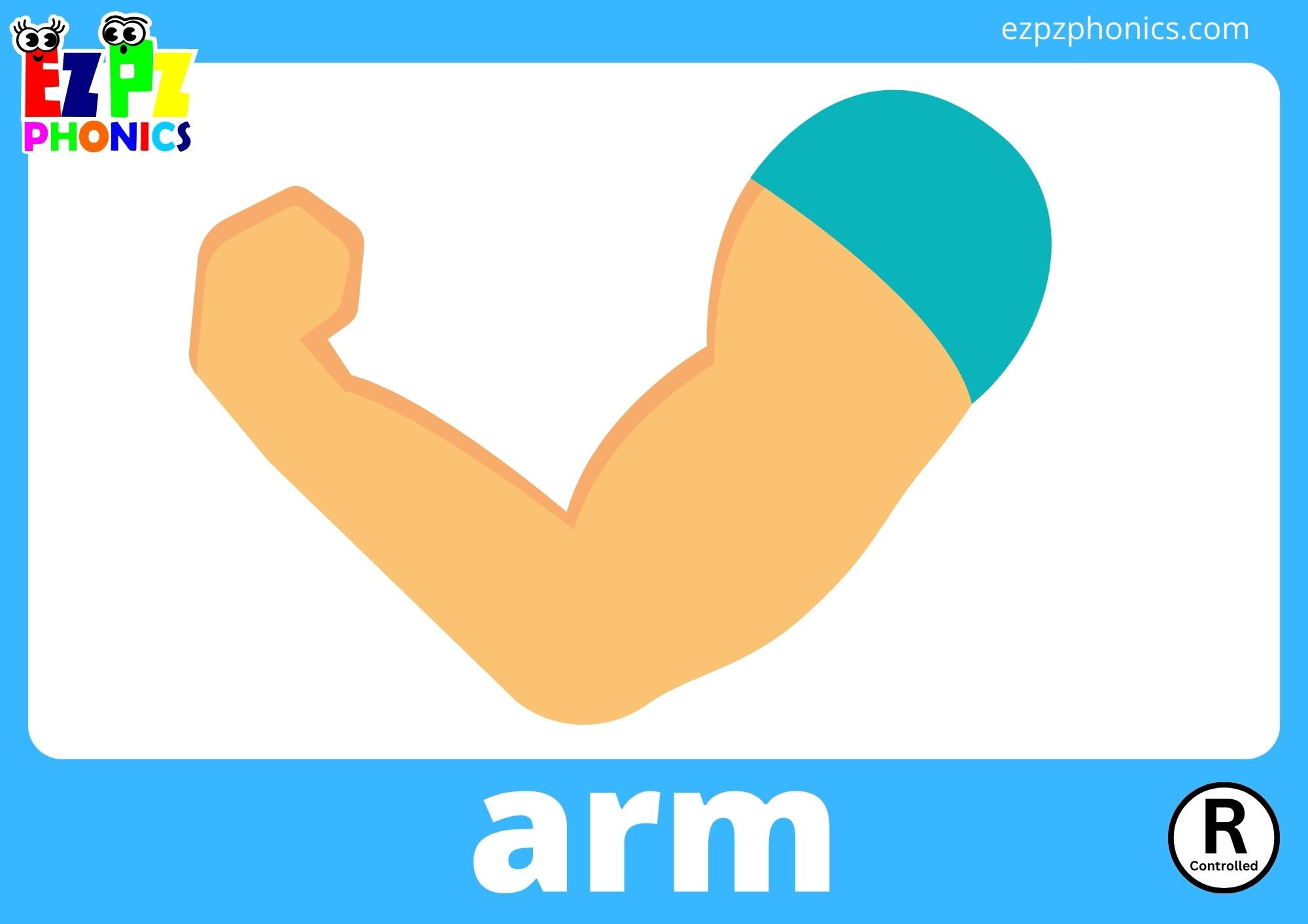 ar Words R-Controlled Phonics Flashcards One Syllable Words ...