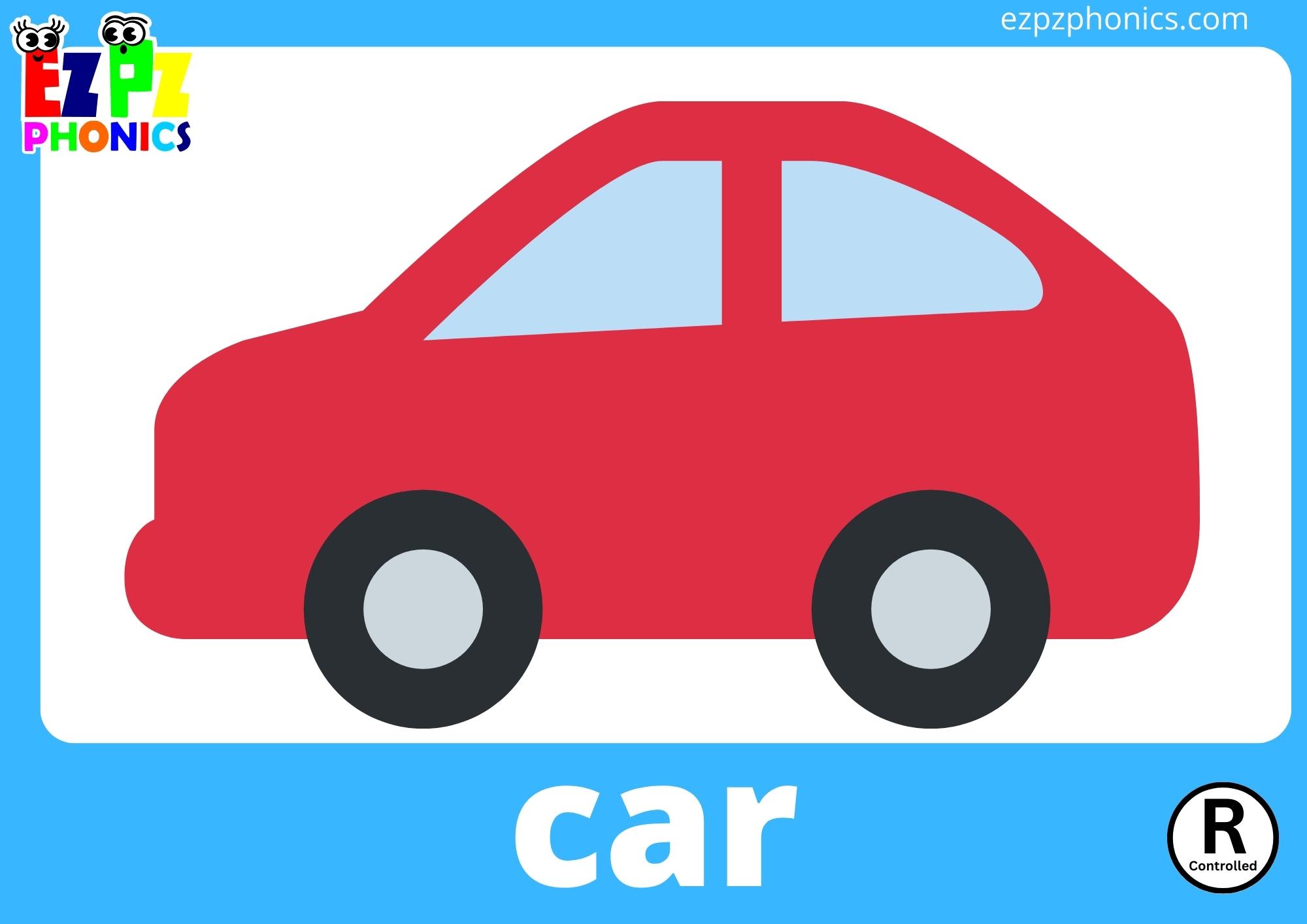 AR R-Controlled One Syllable Words Phonics Flashcards with Images and ...