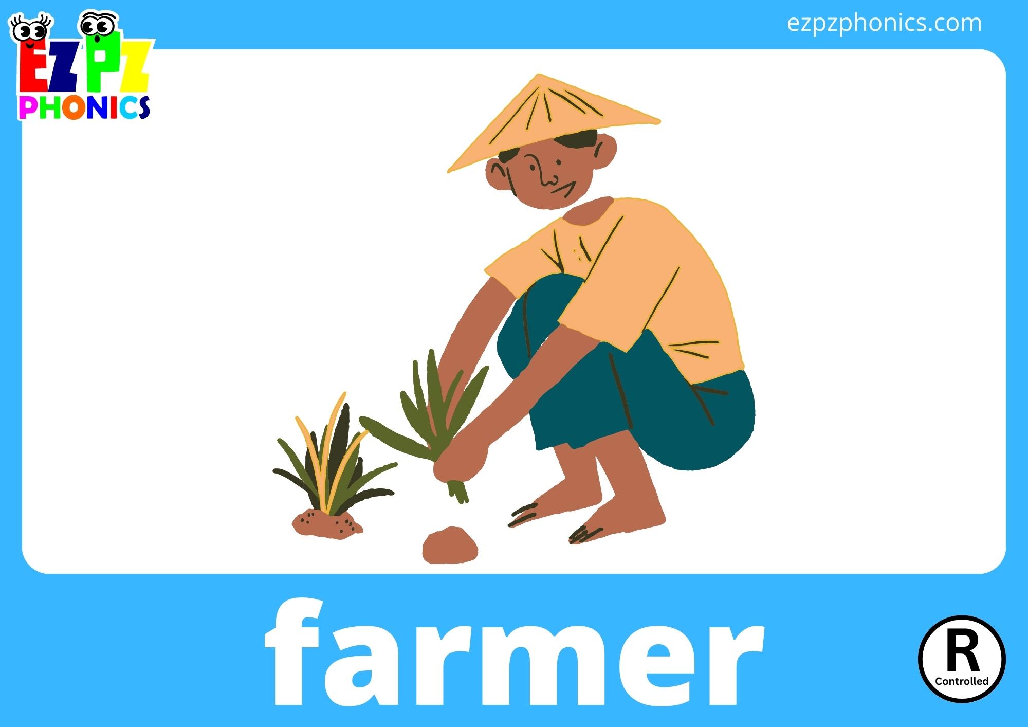 ar R-Controlled Two Syllable Words Phonics Flashcards with Images and ...