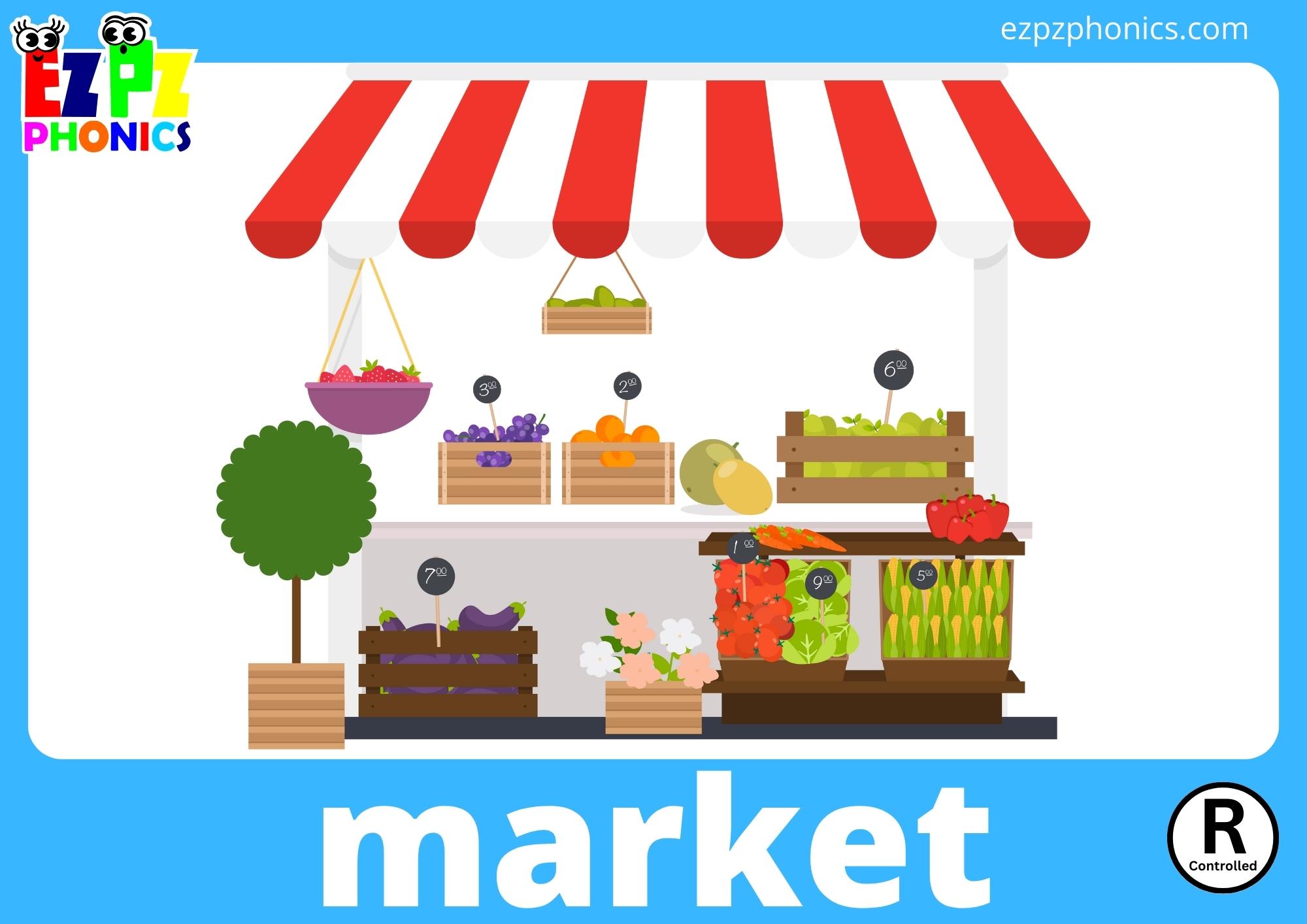 ar R-Controlled Two Syllable Words Phonics Flashcards with Images and ...