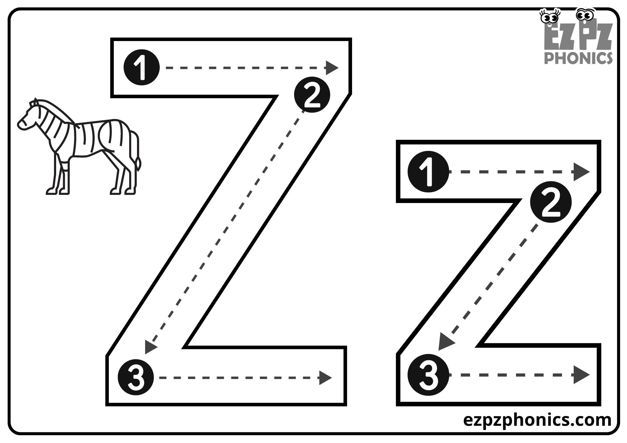 A to Z Full Page Free Printable Alphabet Tracing Cards Complete Set ...