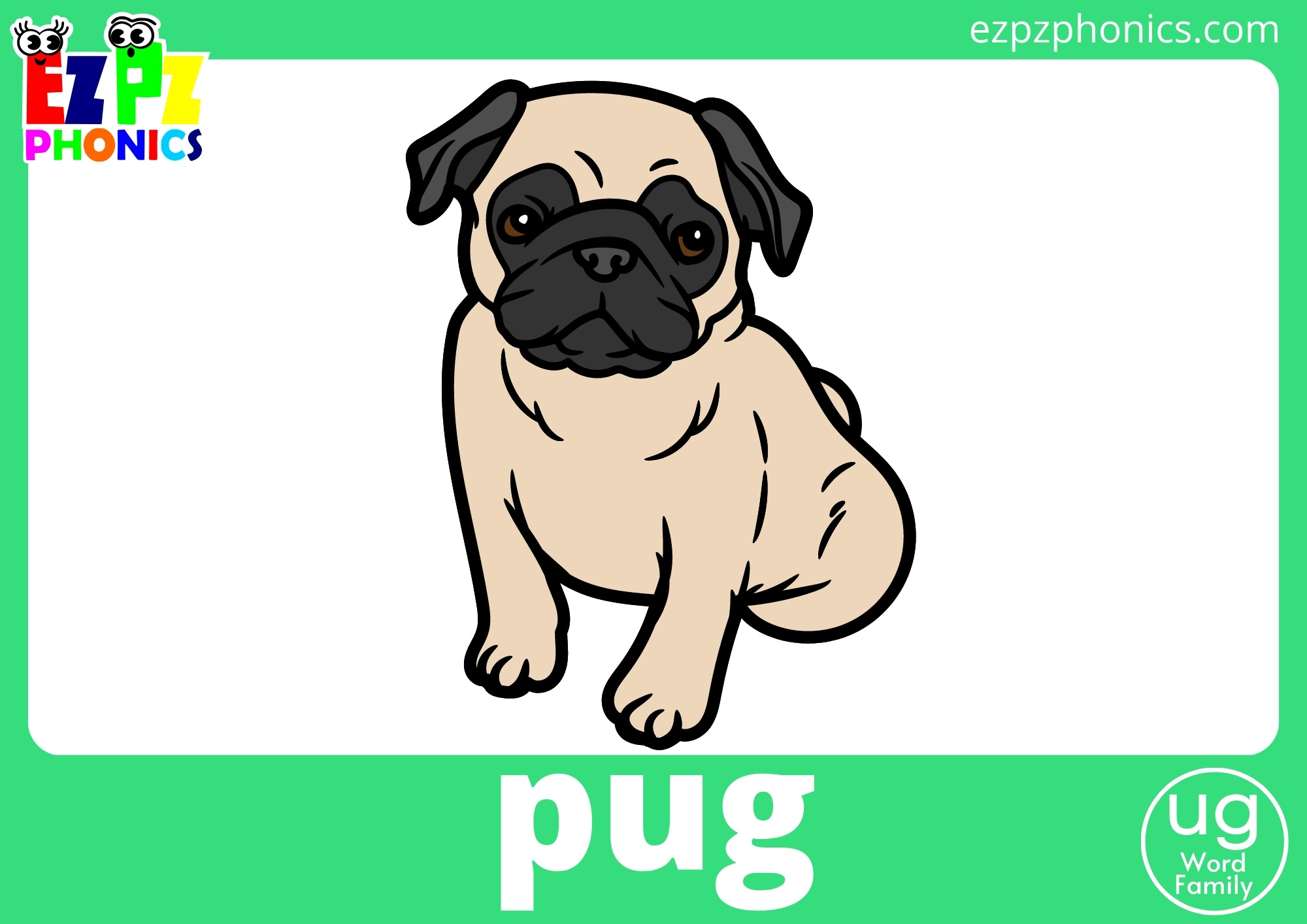 UG Word Family Flashcards With Words Phonics Letter Sounds Flashcards ...