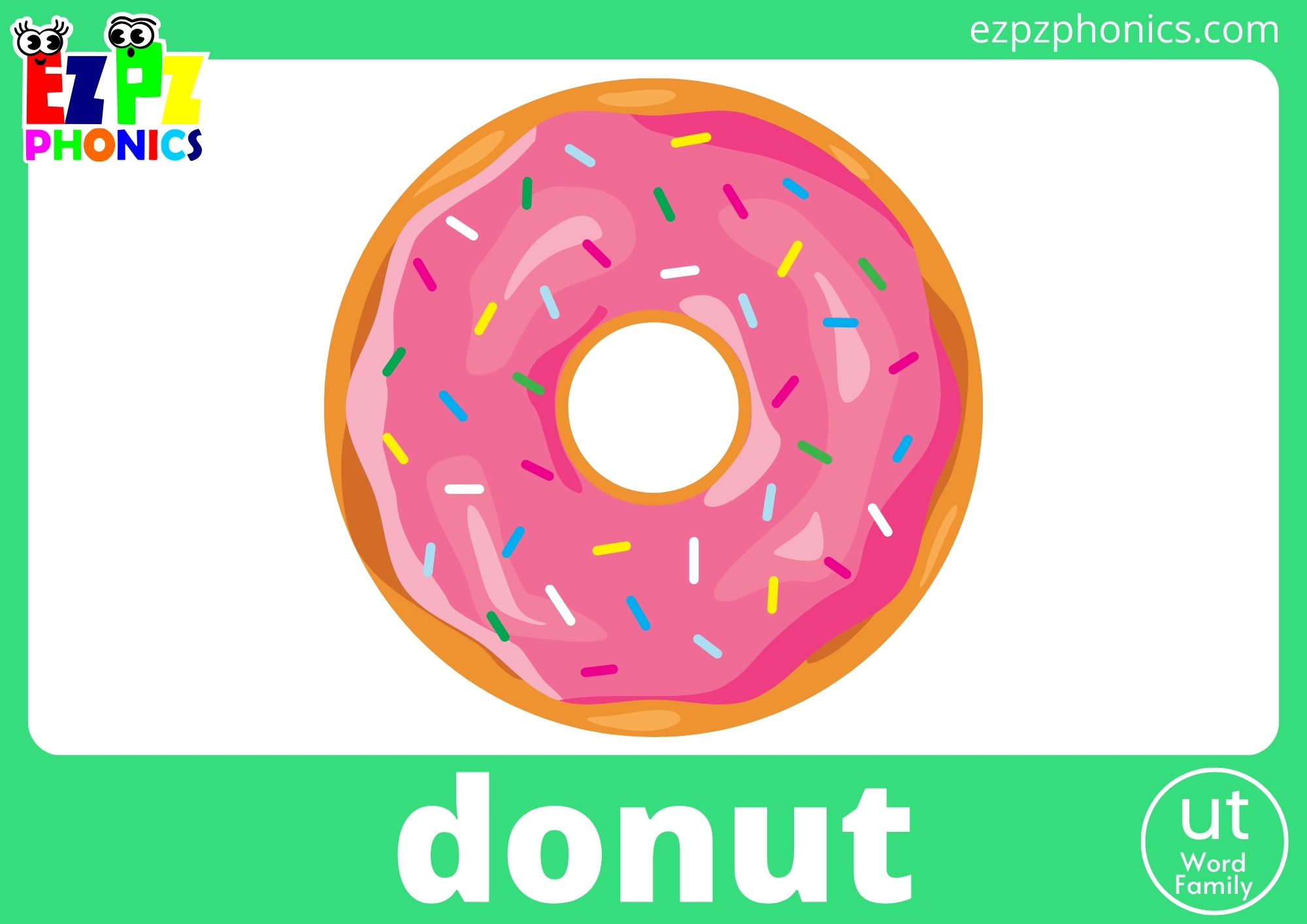 UT Word Family Flashcards With Words Phonics Letter Sounds Flashcards ...