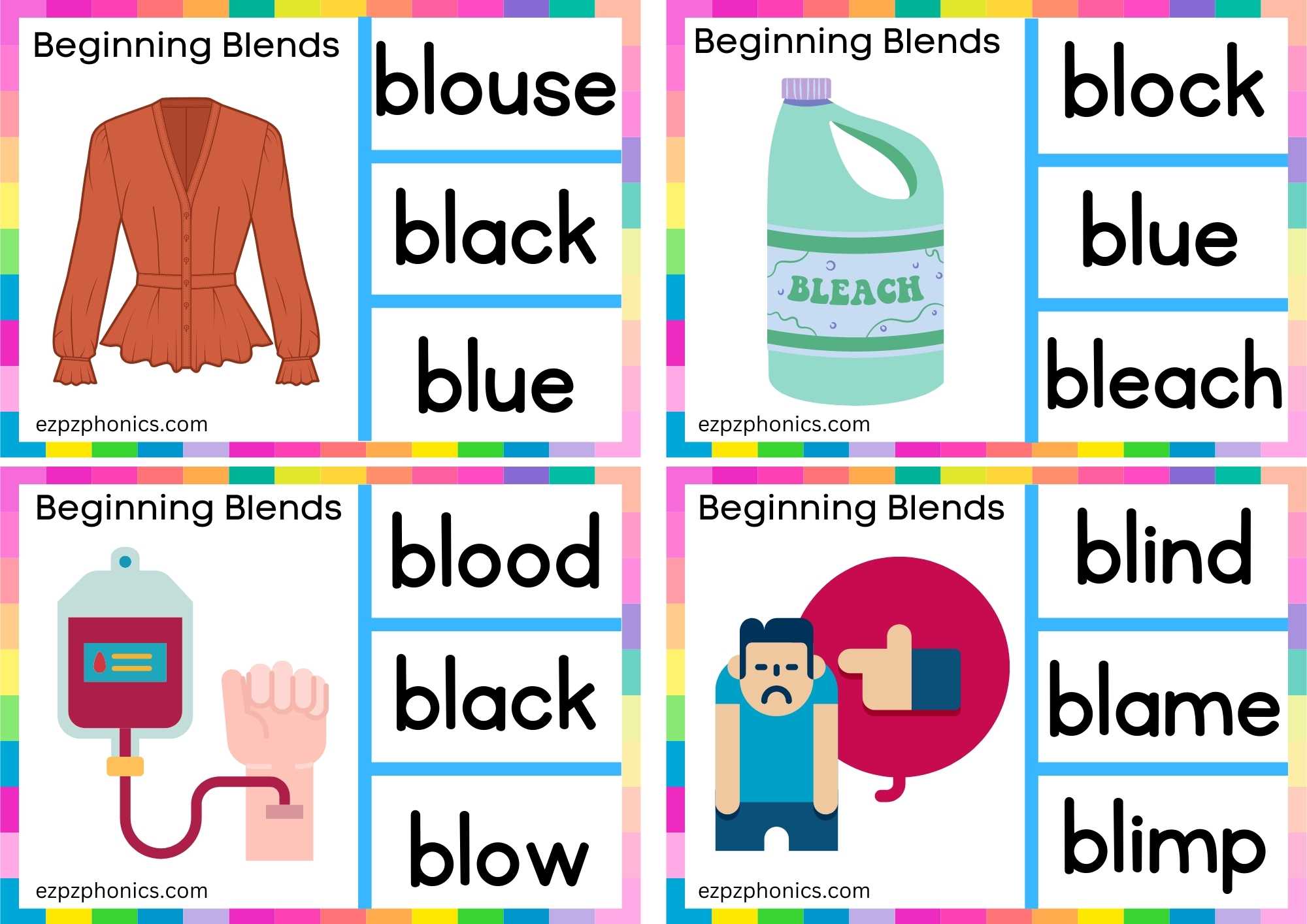 BL Beginning Blends Clip Cards Look At The Image And Clip The Correct ...