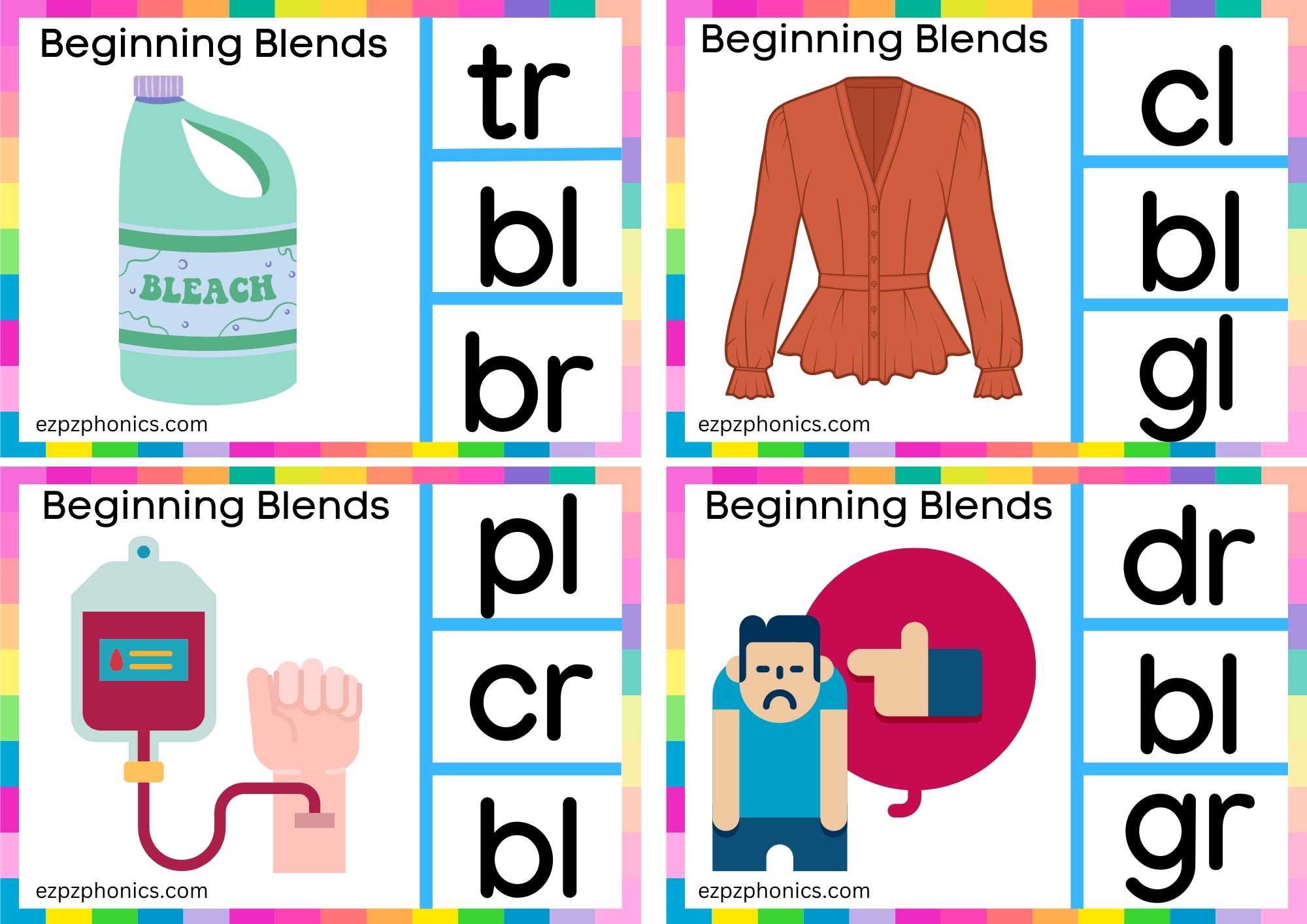 BL Beginning Blends Clip Cards Look At The Images And Clip The Correct ...