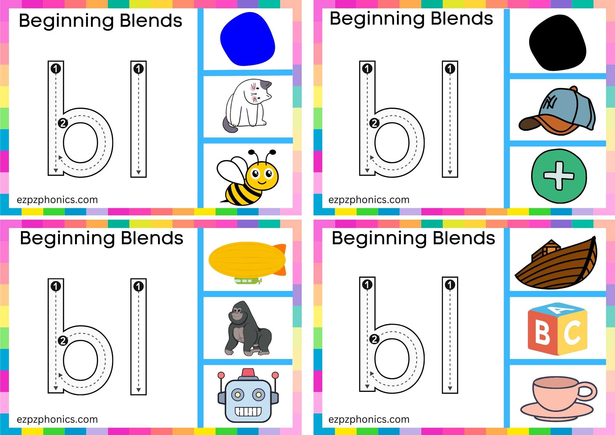 BL Beginning Blends Clip Cards Trace The Letters And Clip the Correct ...