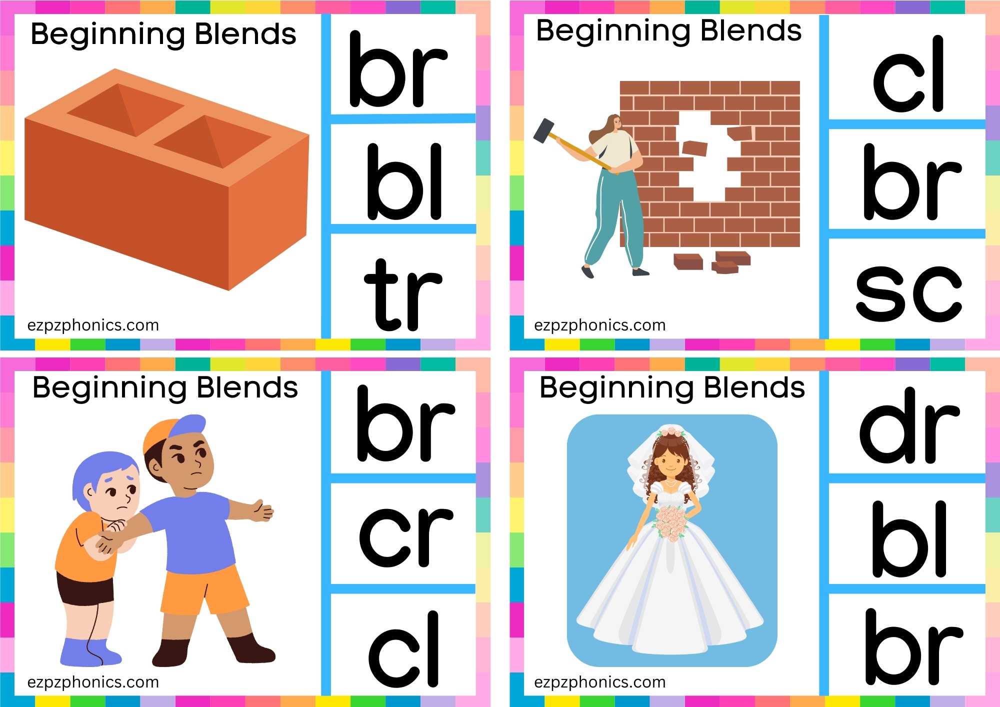BR Beginning Blends Clip Cards Look At The Images And Clip The Correct ...