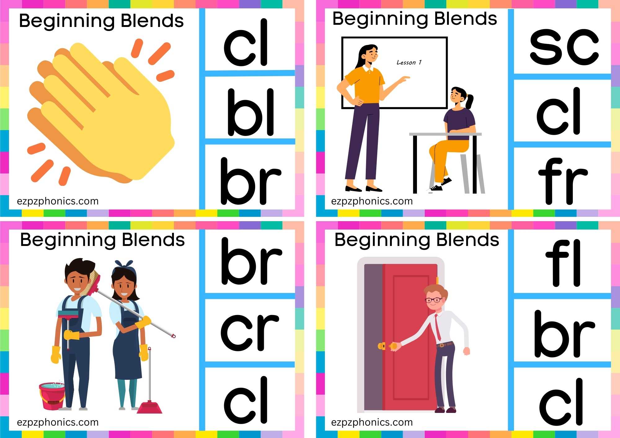 CL Beginning Blends Clip Cards Look At The Images And Clip The Correct ...