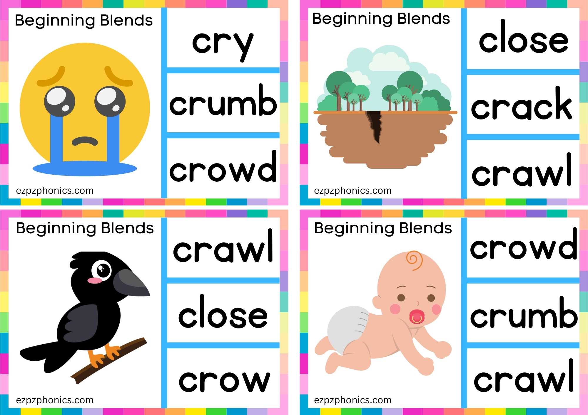 CR Beginning Blends Clip Cards Look At The Image And Clip The Correct ...