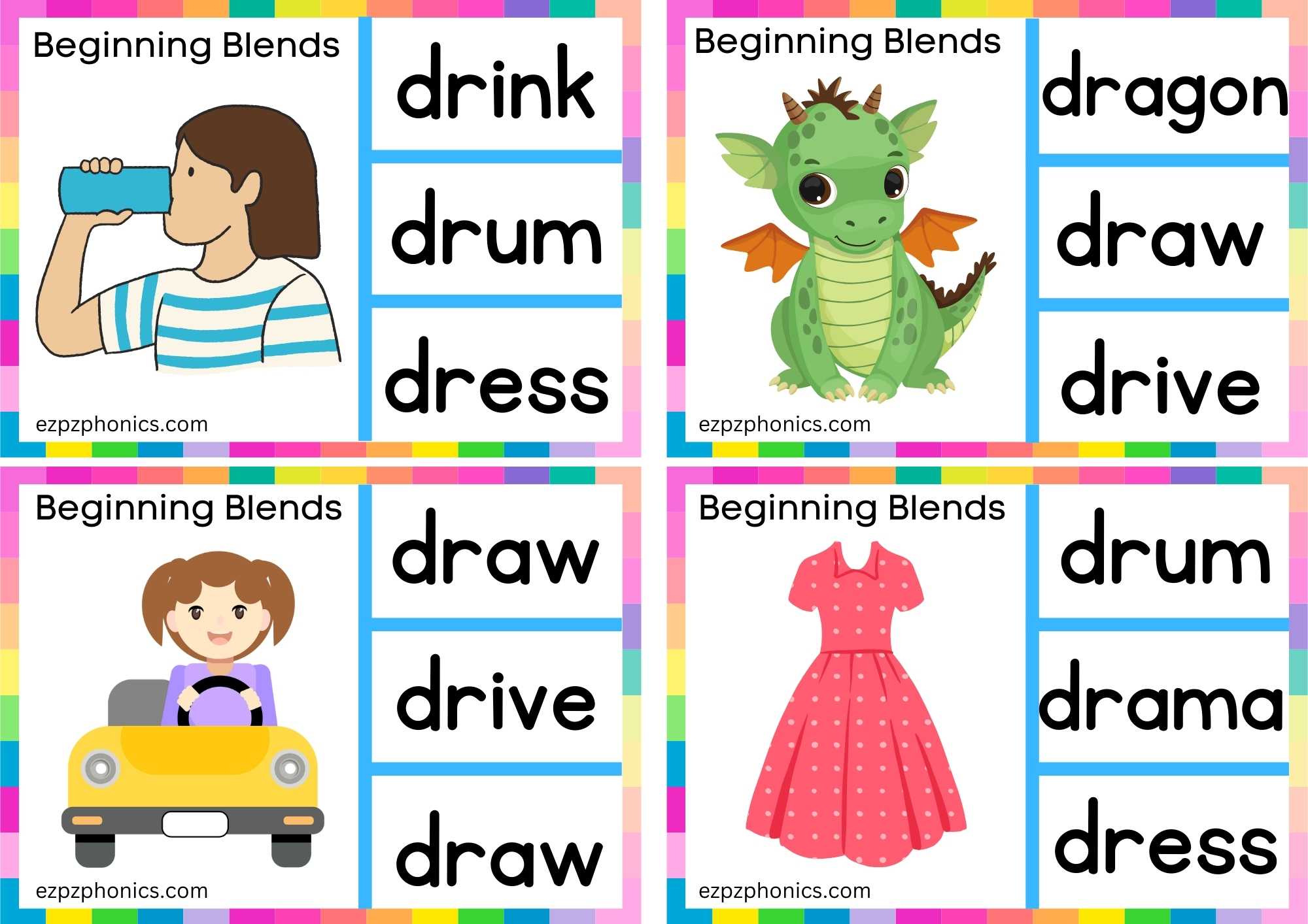 DR Beginning Blends Clip Cards Look At The Image And Clip The Correct ...