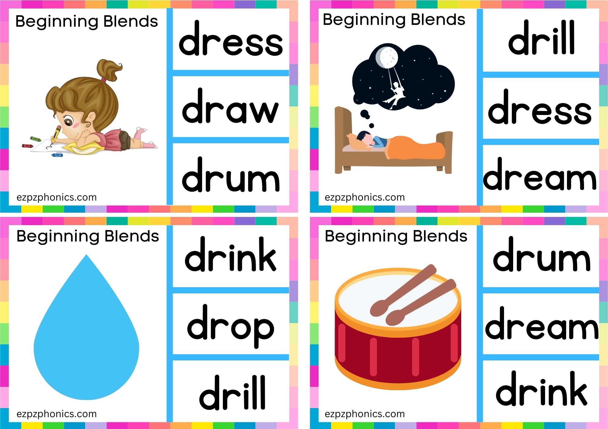 DR Beginning Blends Clip Cards Look At The Image And Clip The Correct ...