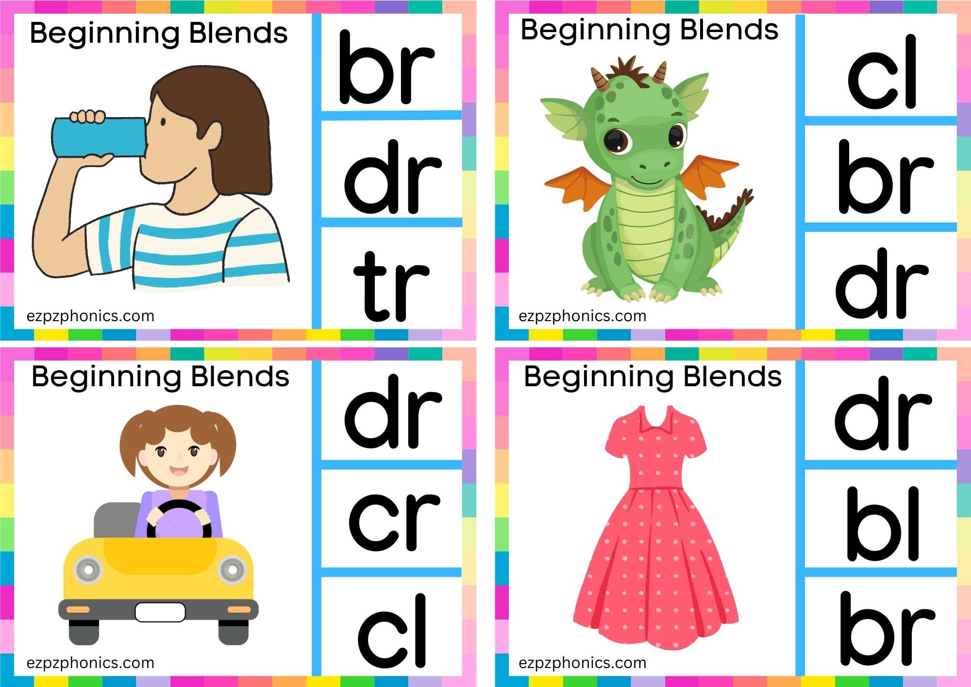 DR Beginning Blends Clip Cards Look At The Images And Clip The Correct ...