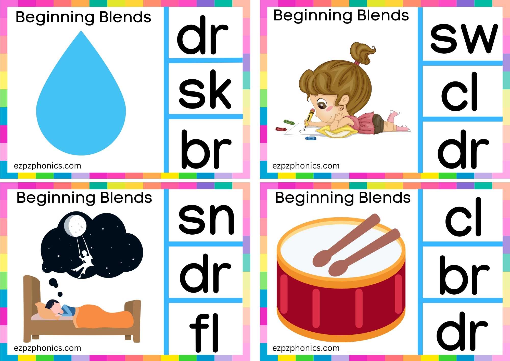 DR Beginning Blends Clip Cards Look At The Images And Clip The Correct ...