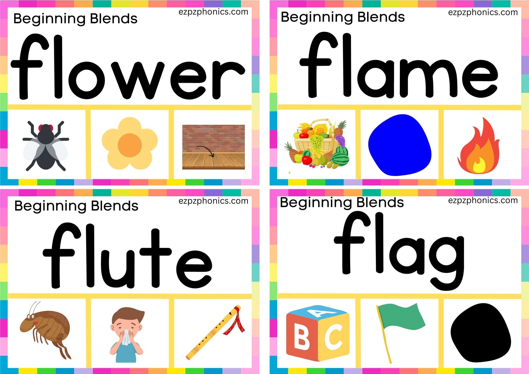 FL Beginning Blends Clip Cards Read The Words And Clip The Correct ...