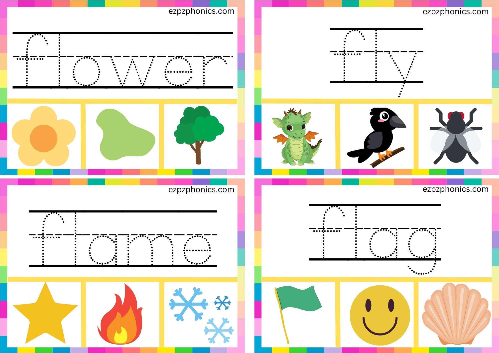 FL Beginning Blends Clip Cards Trace The Words And Clip The Correct ...