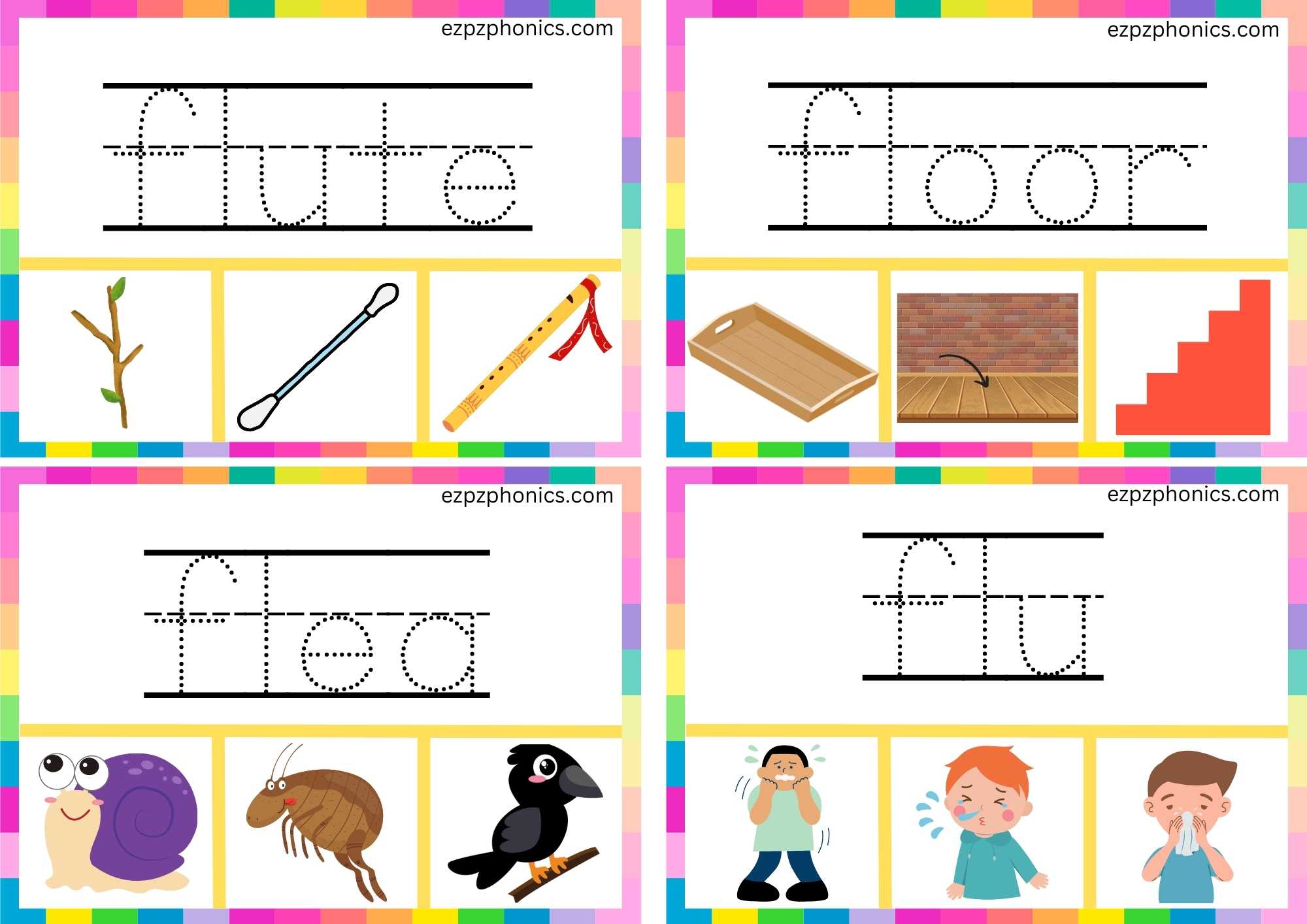 FL Beginning Blends Clip Cards Trace The Words And Clip The Correct ...
