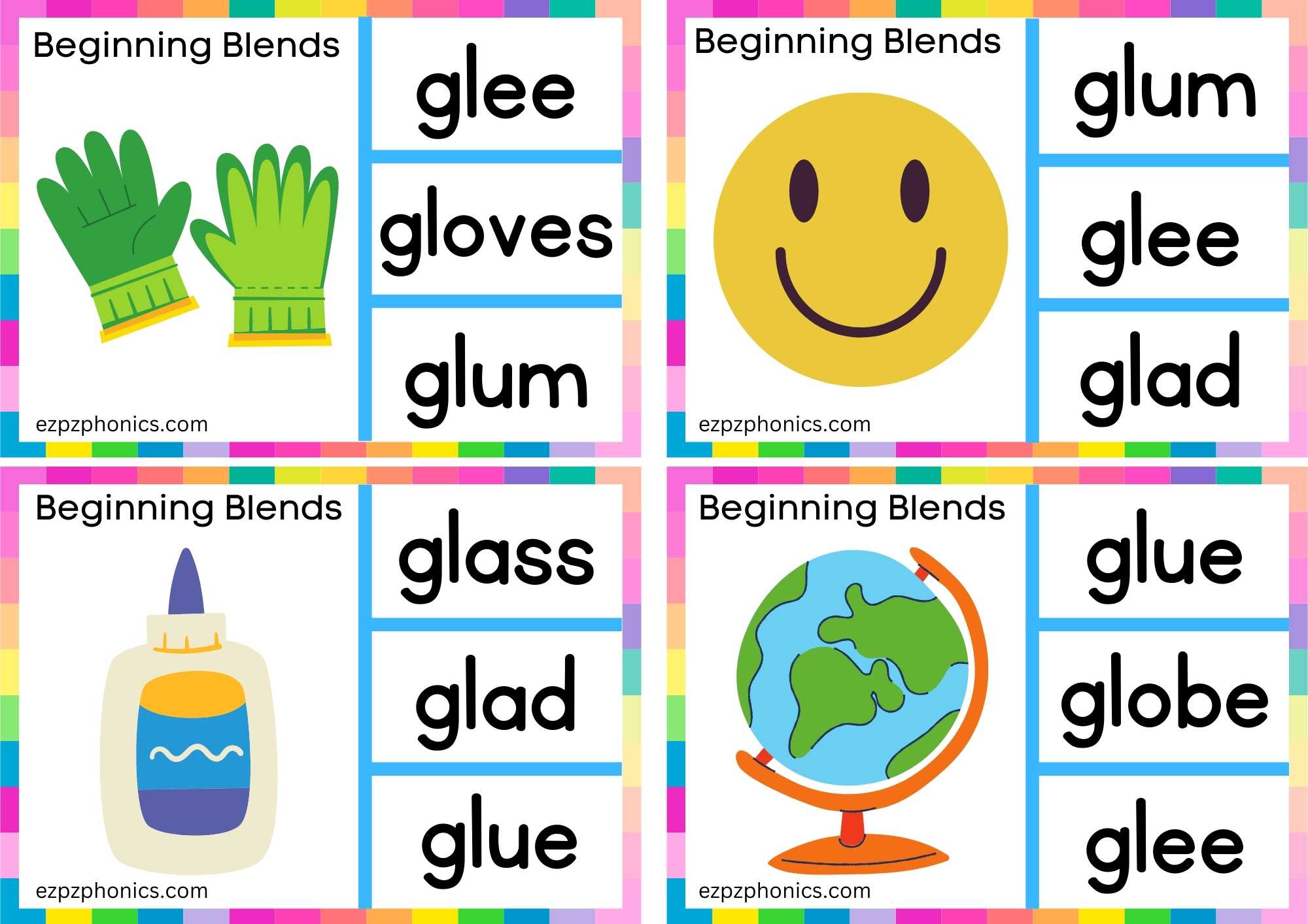 GL Beginning Blends Clip Cards Look At The Image And Clip The Correct ...