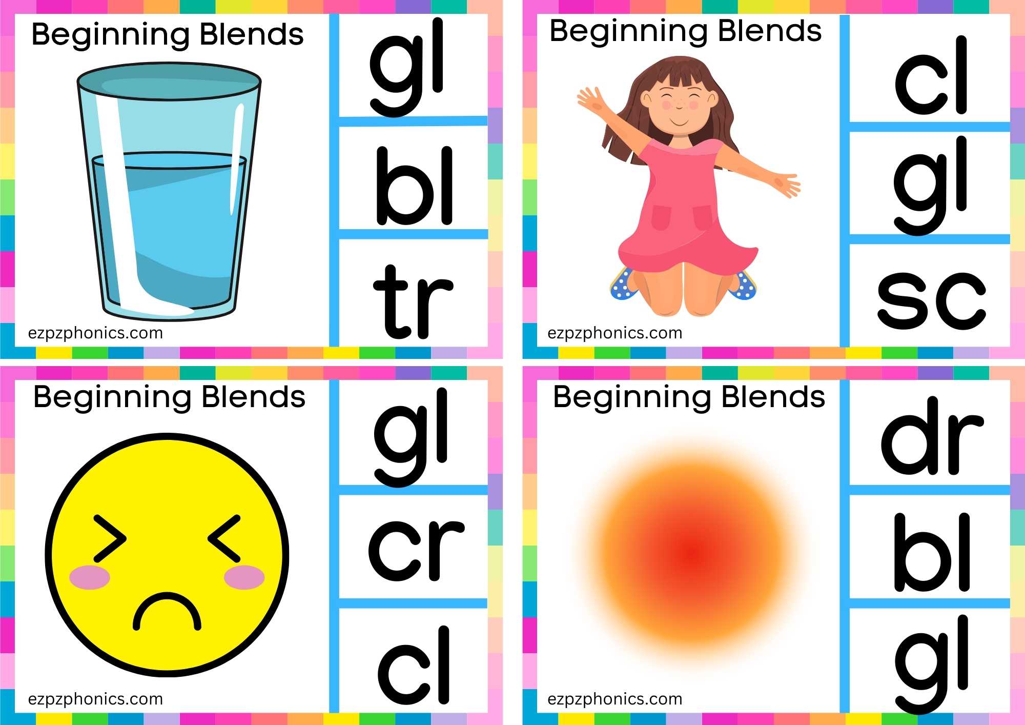 GL Beginning Blends Clip Cards Look At The Images And Clip The Correct ...
