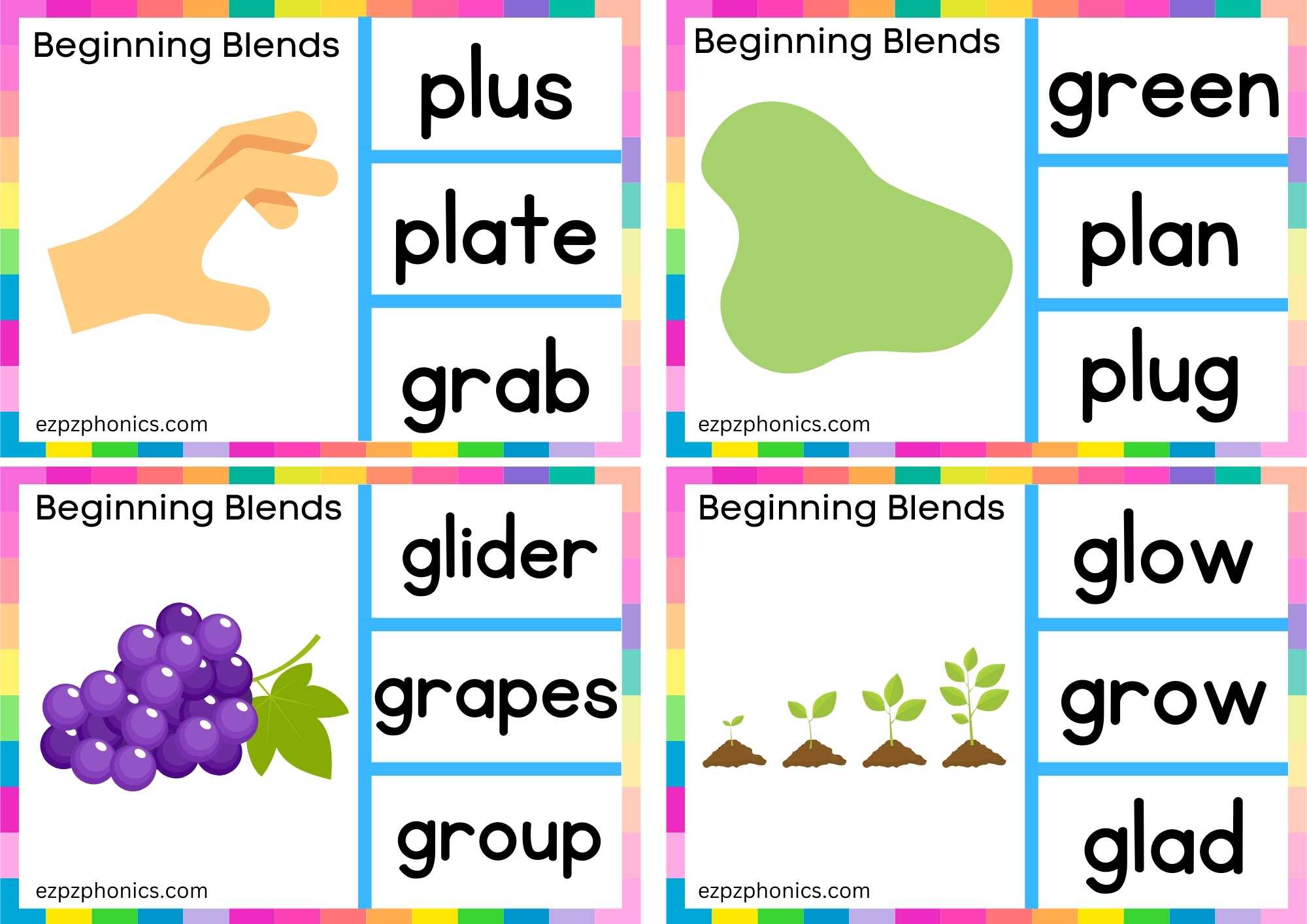 GR Beginning Blends Clip Cards Look At The Image And Clip The Correct ...