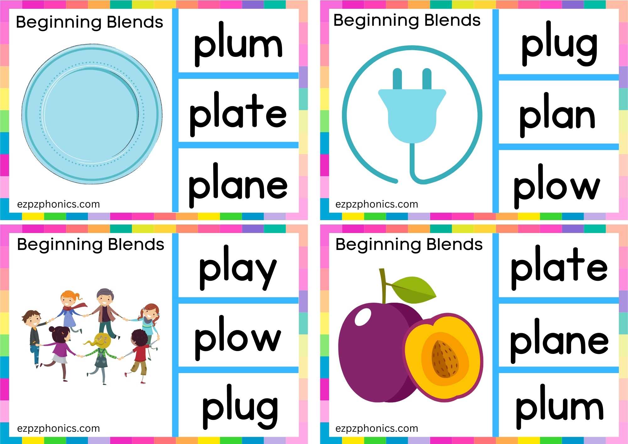 PL Beginning Blends Clip Cards Look At The Image And Clip The Correct ...