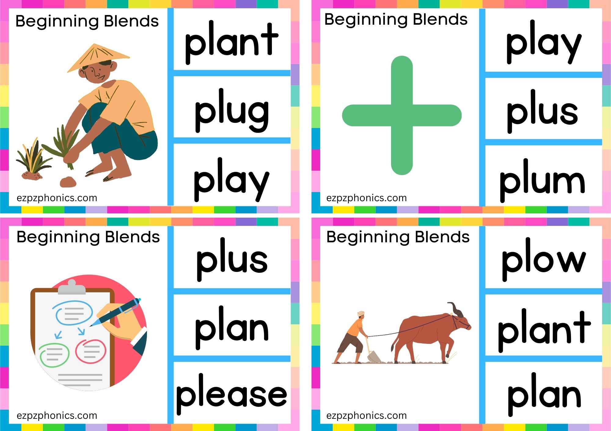 PL Beginning Blends Clip Cards Look At The Image And Clip The Correct ...