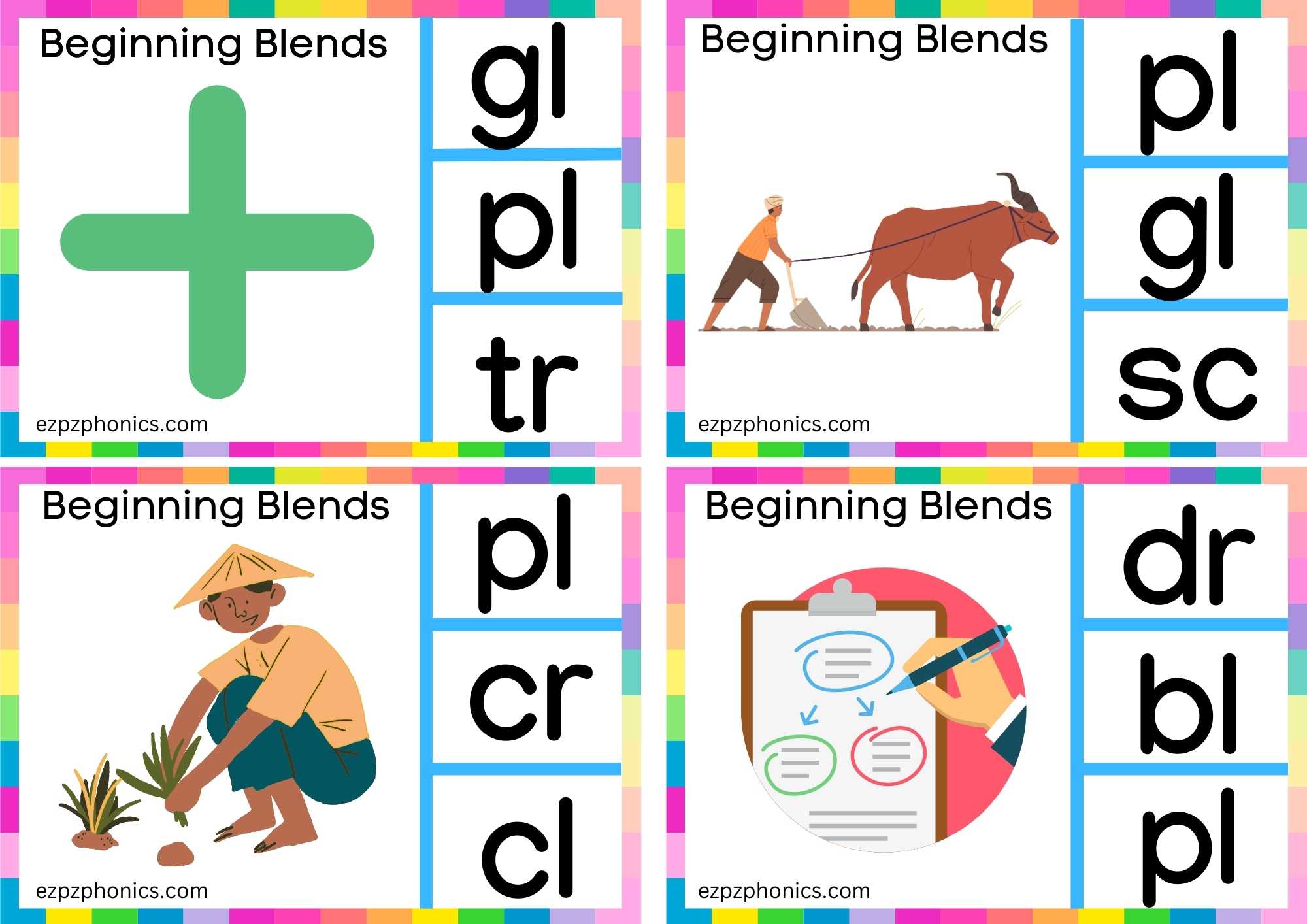 PL Beginning Blends Clip Cards Look At The Images And Clip The Correct ...