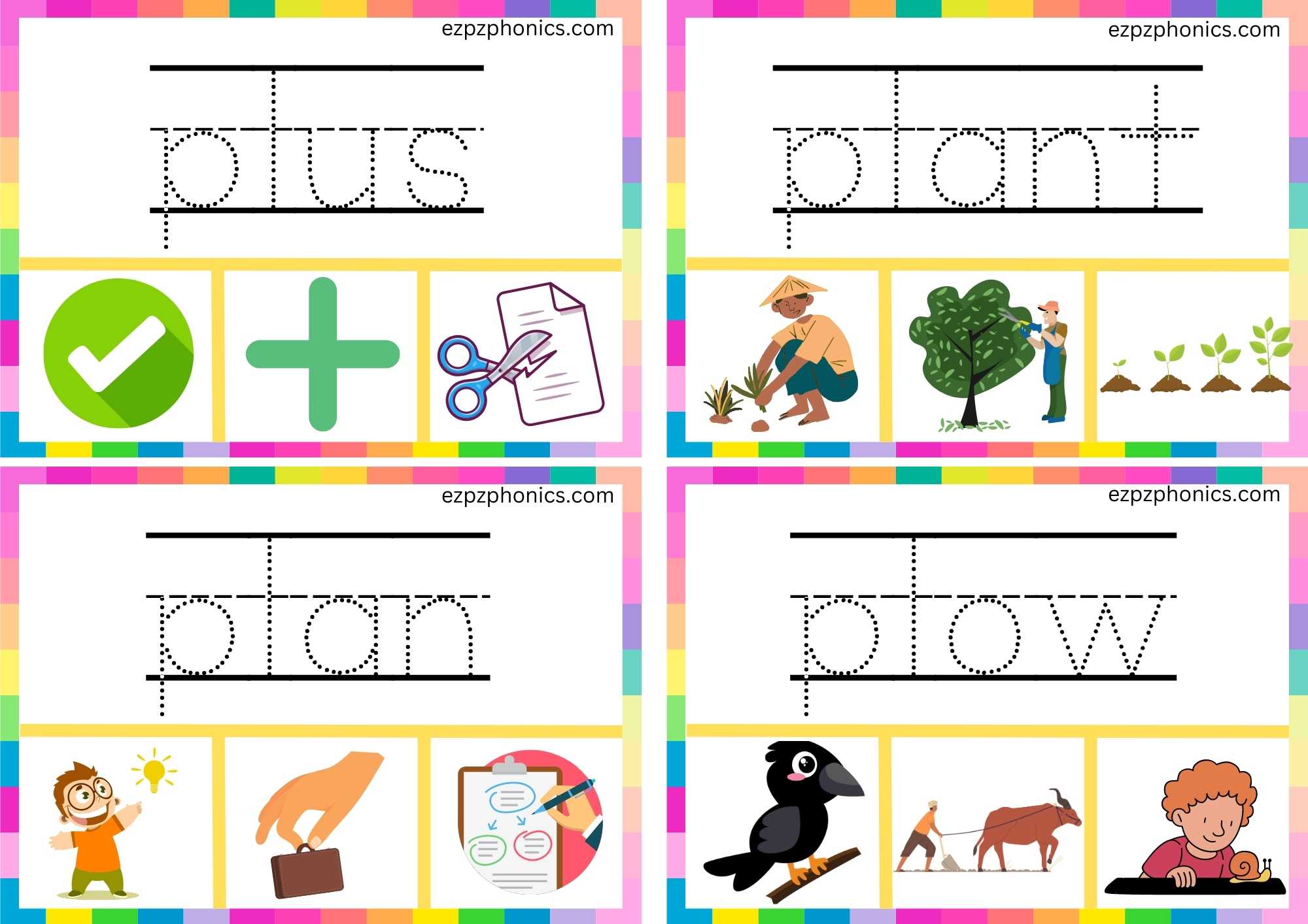 PL Beginning Blends Clip Cards Trace The Words And Clip The Correct ...
