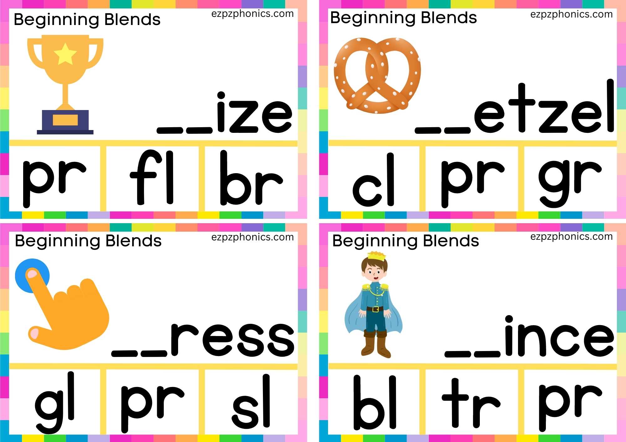 PR Beginning Blends Clip Cards Finish The Words And Clip The Correct ...