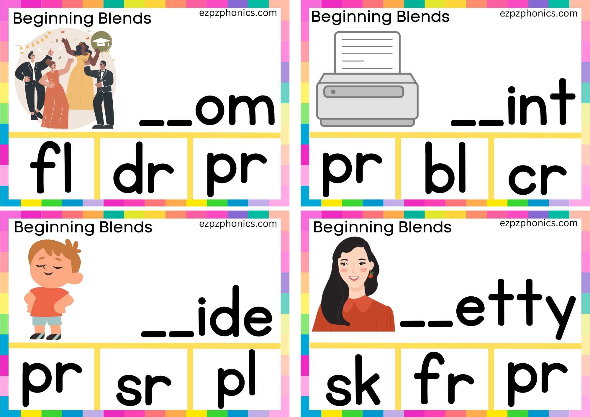 PR Beginning Blends Clip Cards Finish The Words And Clip The Correct ...