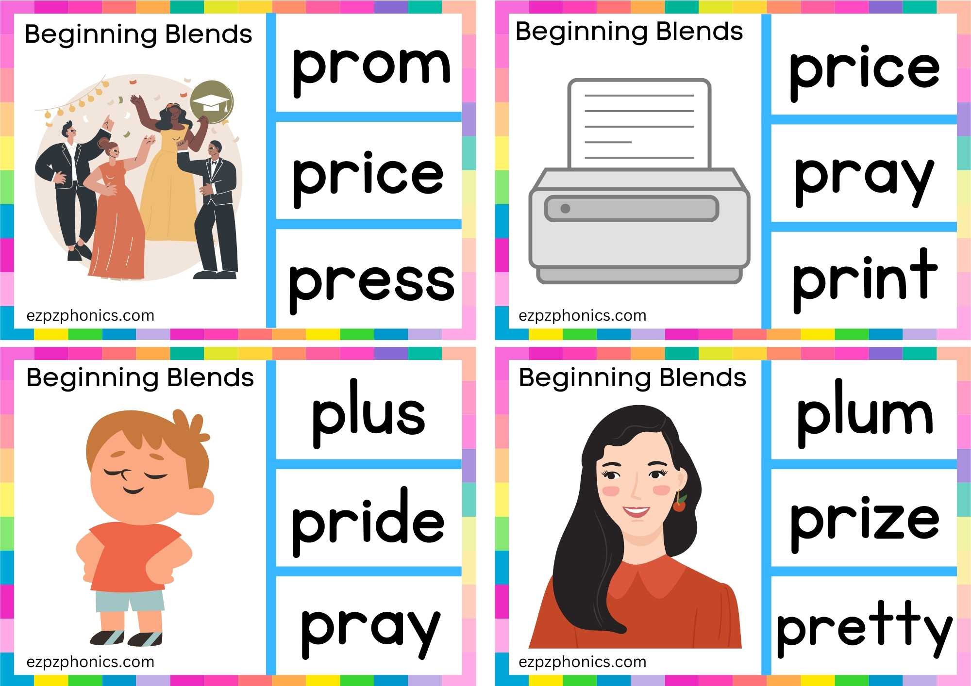 PR Beginning Blends Clip Cards Look At The Image And Clip The Correct ...
