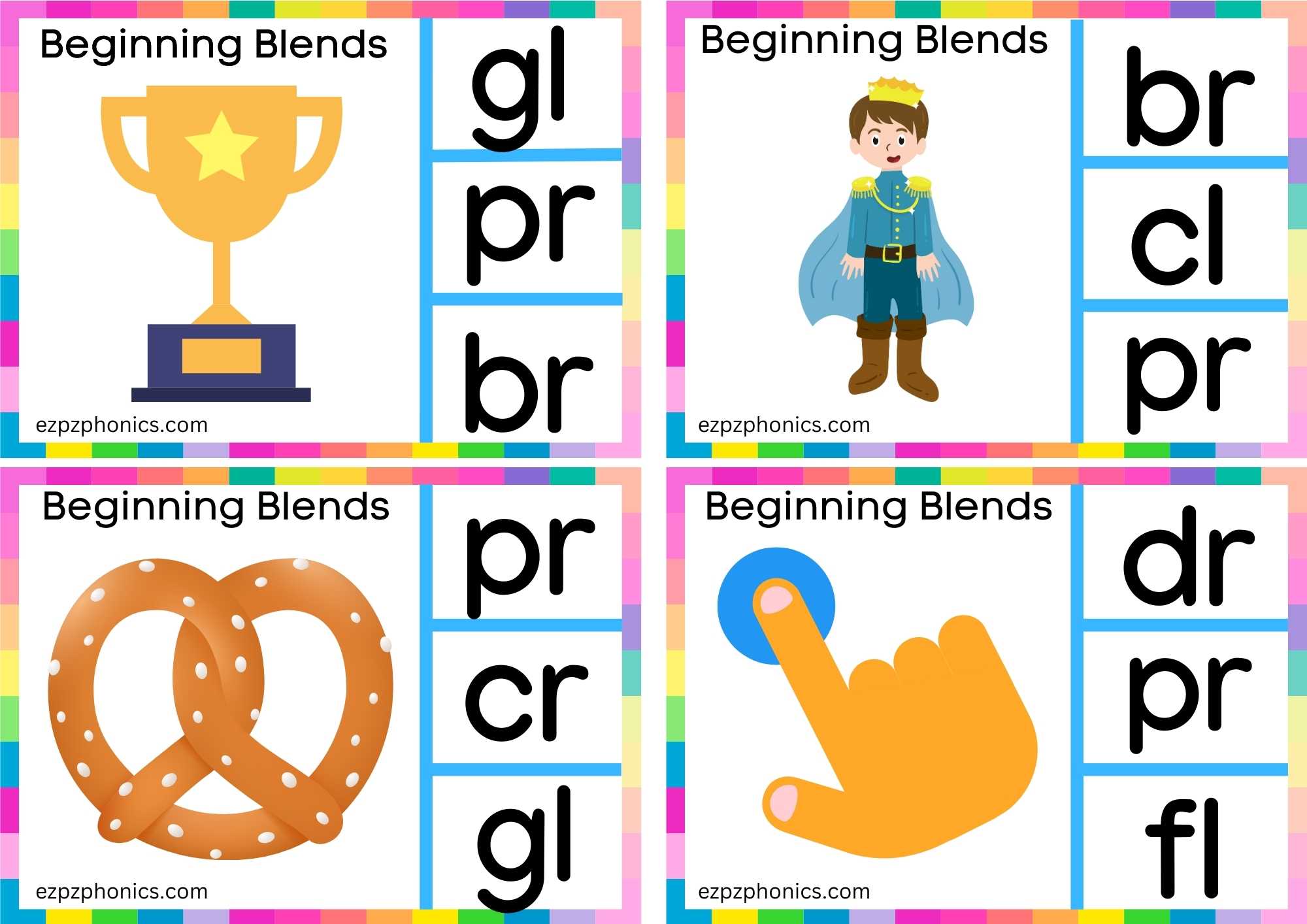 PR Beginning Blends Clip Cards Look At The Images And Clip The Correct ...