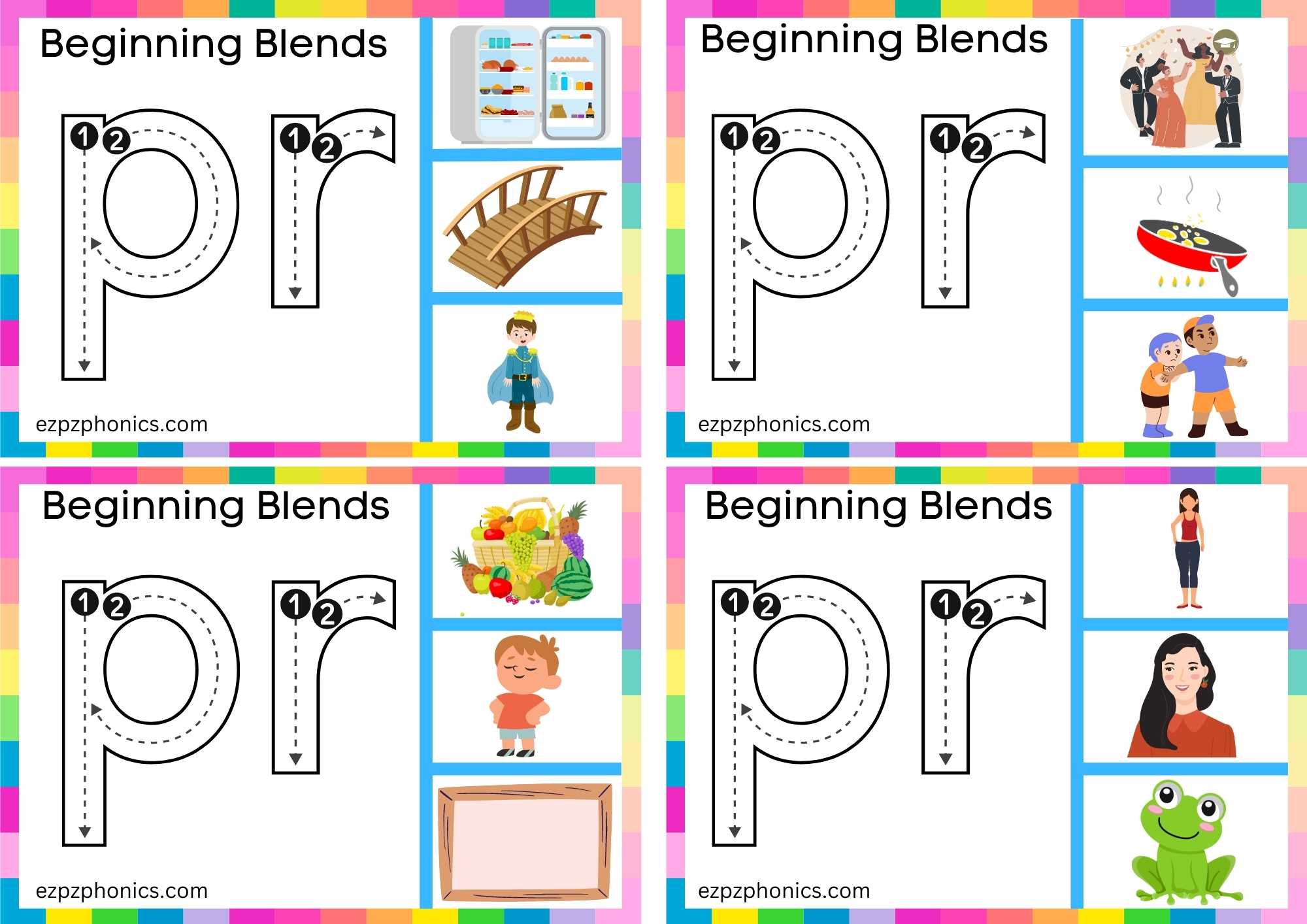 PR Beginning Blends Clip Cards Trace The Letters And Clip The Correct ...