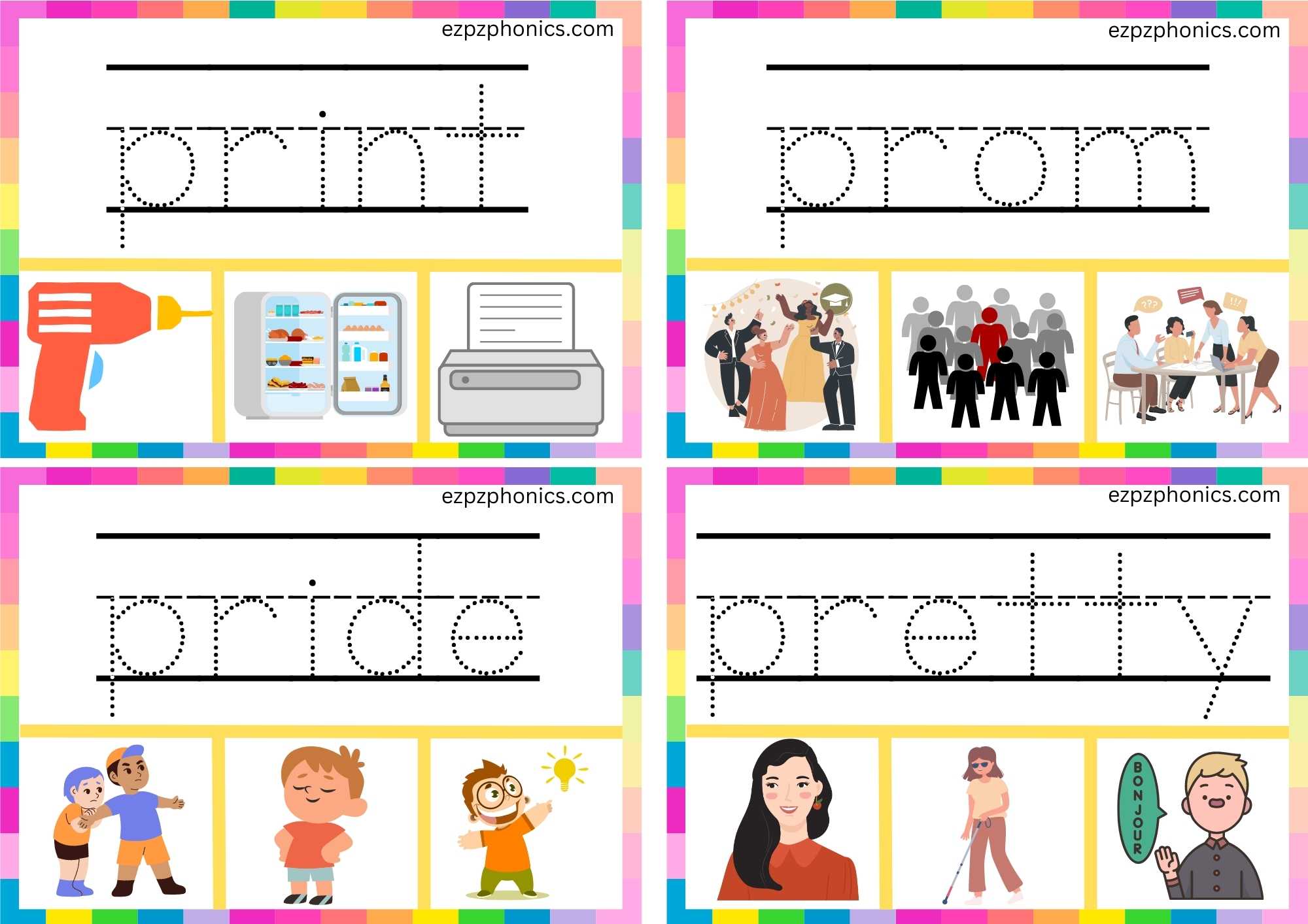 PR Beginning Blends Clip Cards Trace The Words And Clip The Correct ...