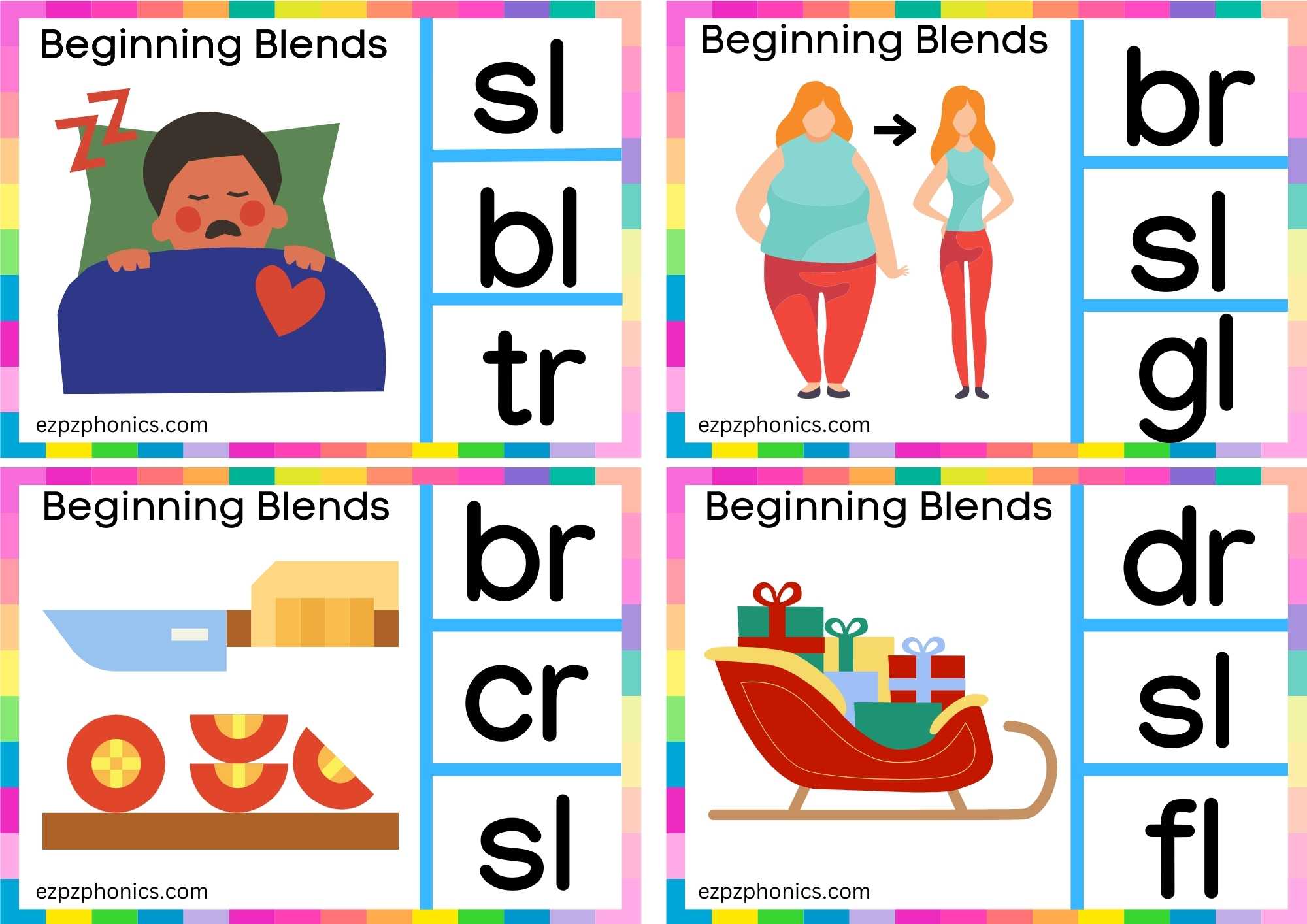 SL Beginning Blends Clip Cards Look At The Images And Clip The Correct ...