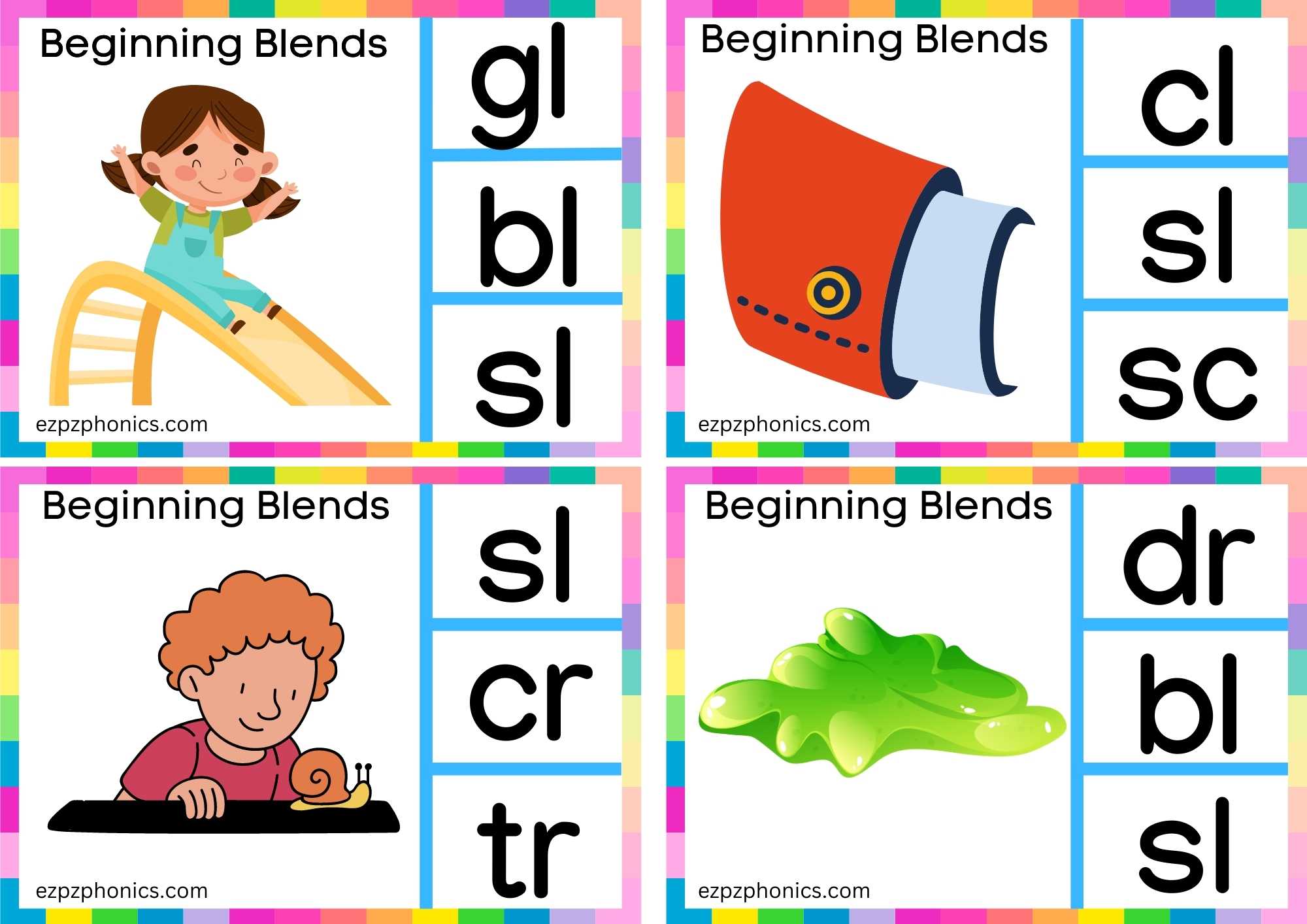 SL Beginning Blends Clip Cards Look At The Images And Clip The Correct ...