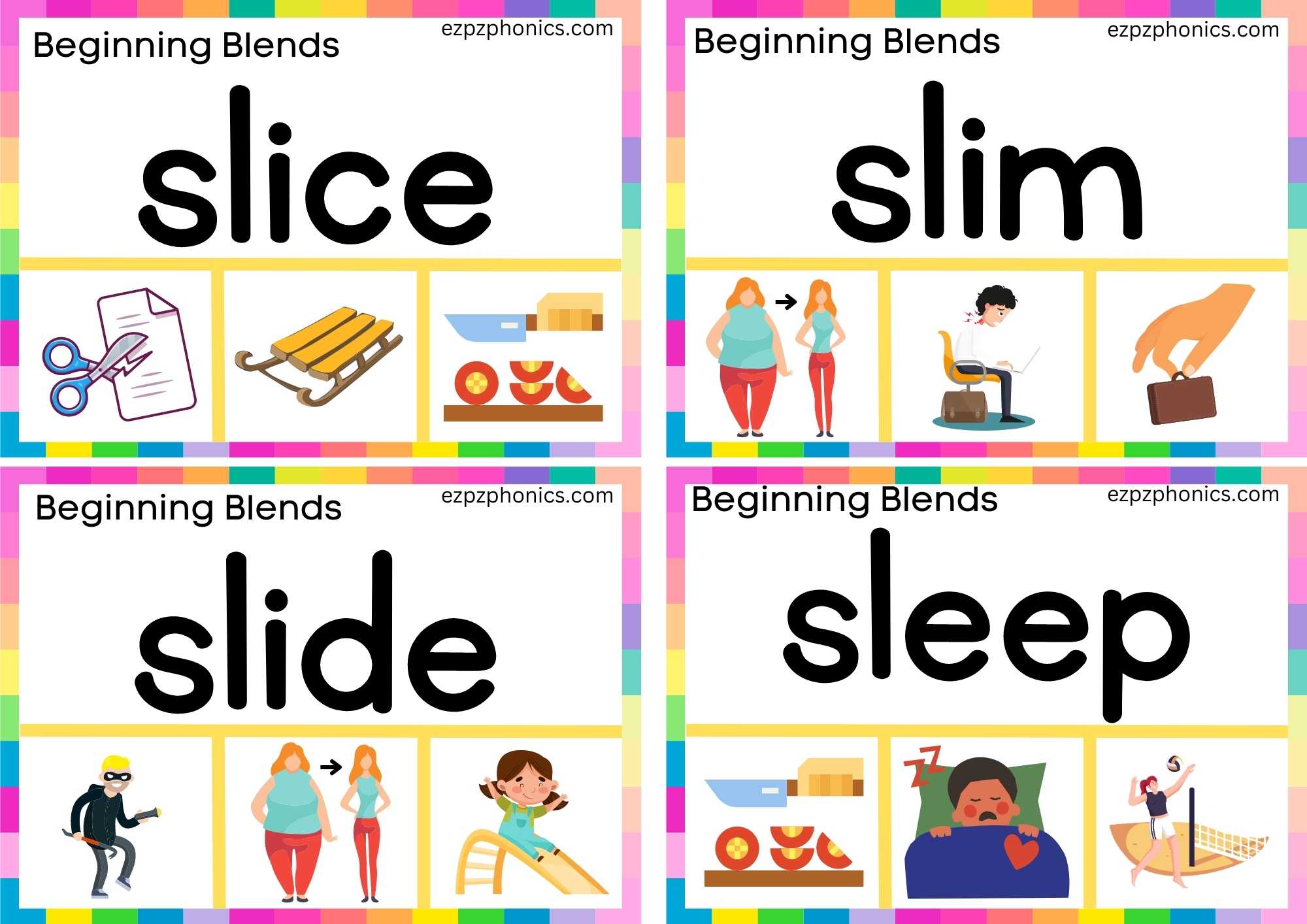 SL Beginning Blends Clip Cards Read The Words And Clip The Correct ...