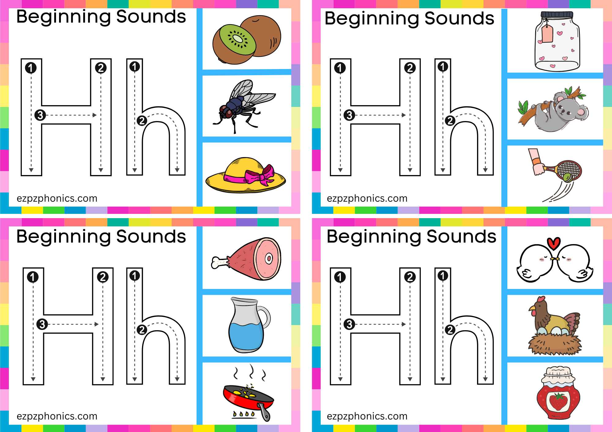 Trace The Letter H And Clip The Image Set 1 - ezpzphonics.com