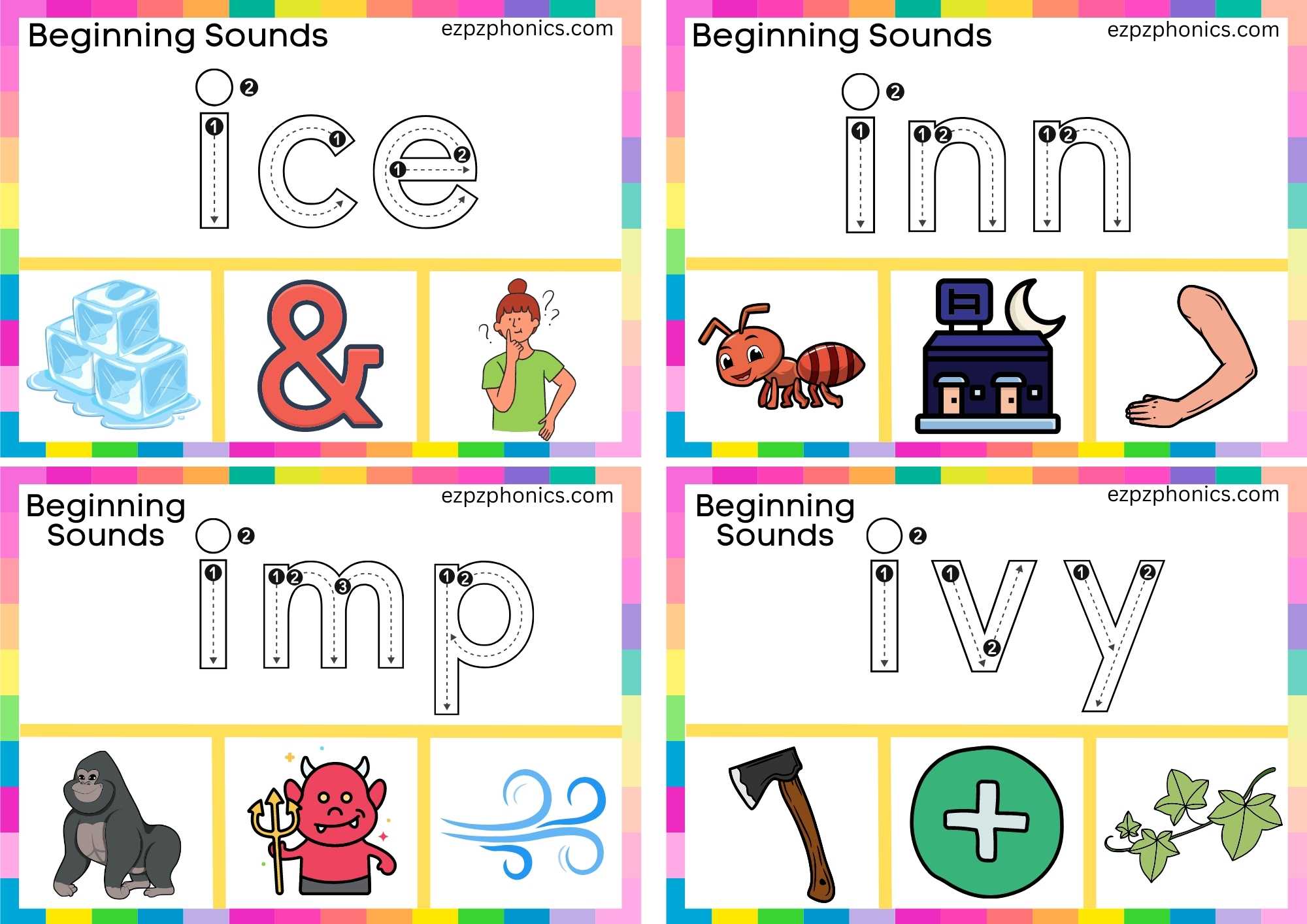 Letter I Trace The Word And Clip The Correct Image Group 1 ...