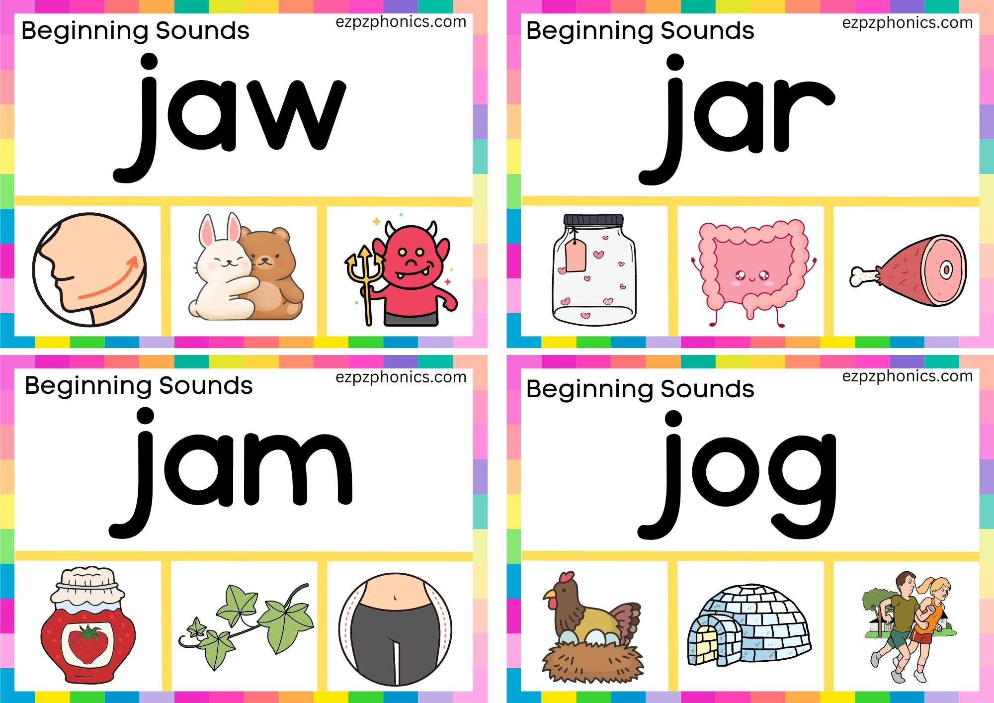 Letter J Read The Word And Clip The Correct Image Clip Card Group 1 ...