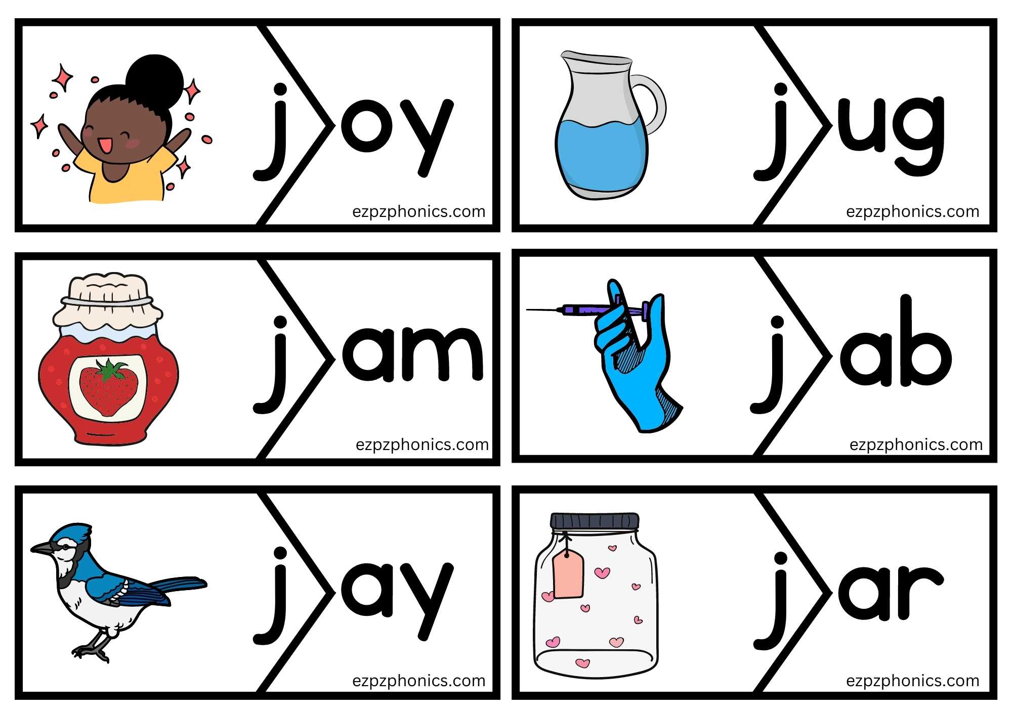 Letter J Puzzle Word Match 1 - ezpzphonics.com