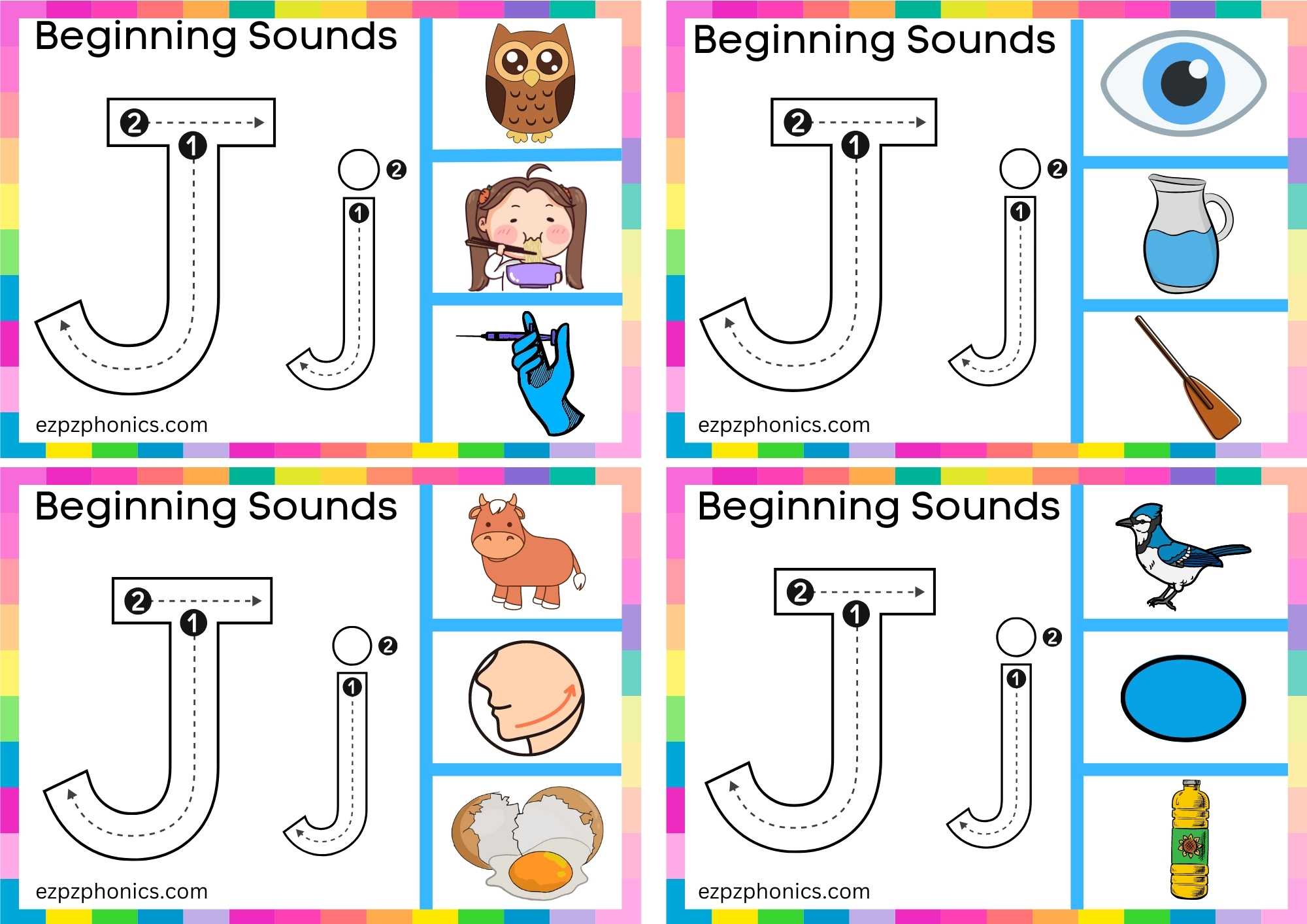 Trace The Letter J And Clip The Image Set 1 - ezpzphonics.com