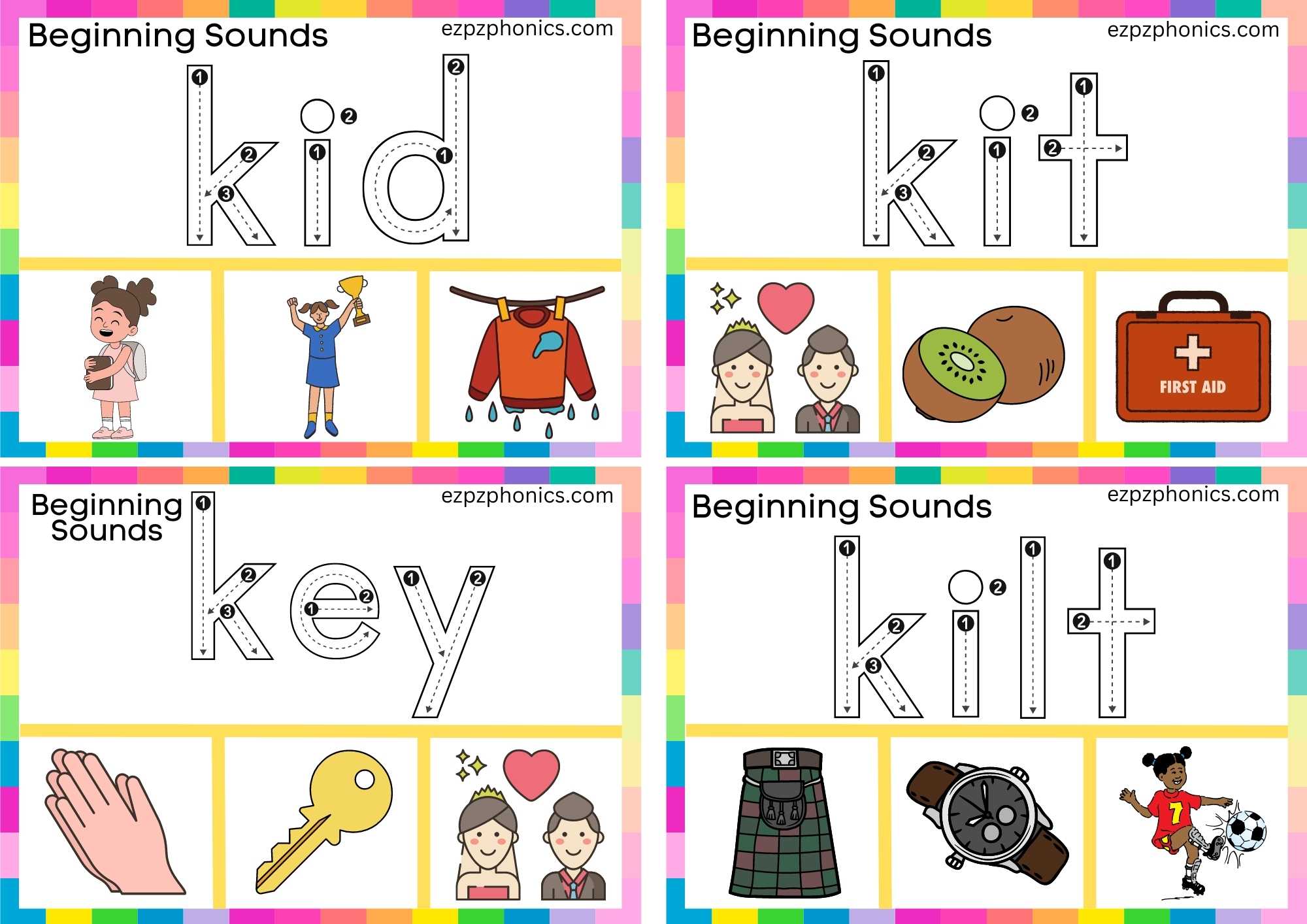 Letter K Trace The Word And Clip The Correct Image Group 1 ...