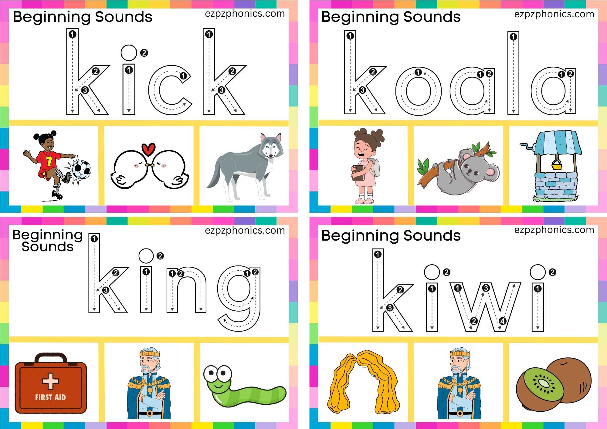 Letter K Trace The Word And Clip The Correct Image Group 2 ...
